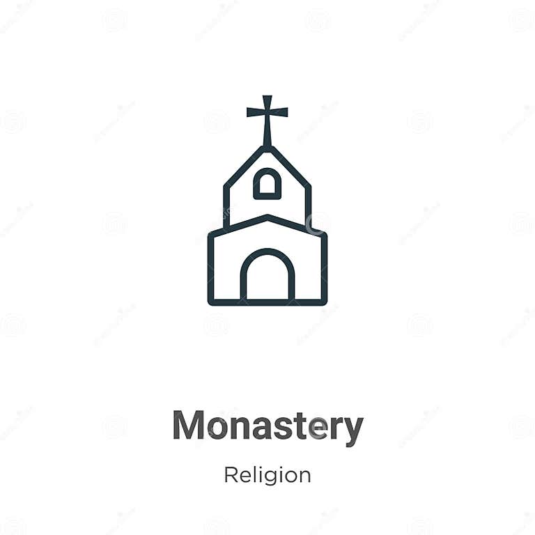 Monastery Outline Vector Icon. Thin Line Black Monastery Icon, Flat ...