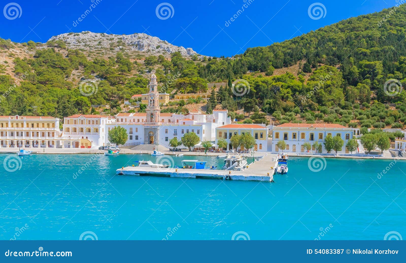 Monastery Panormitis. Symi Island Stock Image - Image of greece, cruise ...