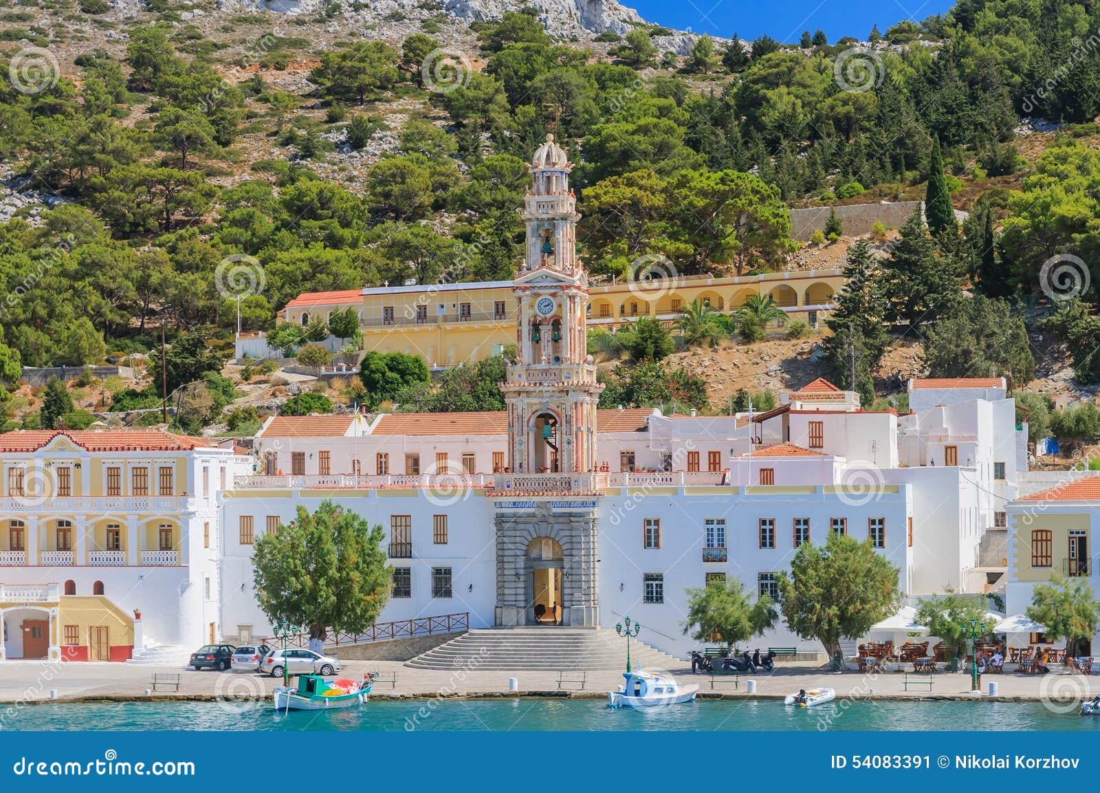 Monastery Panormitis. Symi Island Stock Image - Image of greek, greece ...