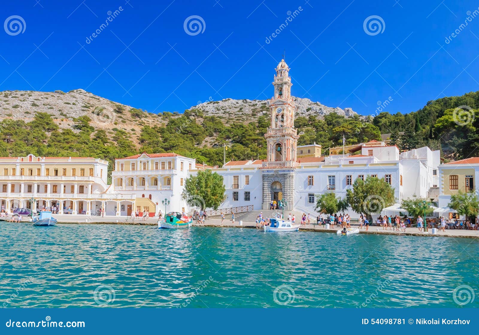 Monastery Panormitis. Symi Island Editorial Photo - Image of blue ...