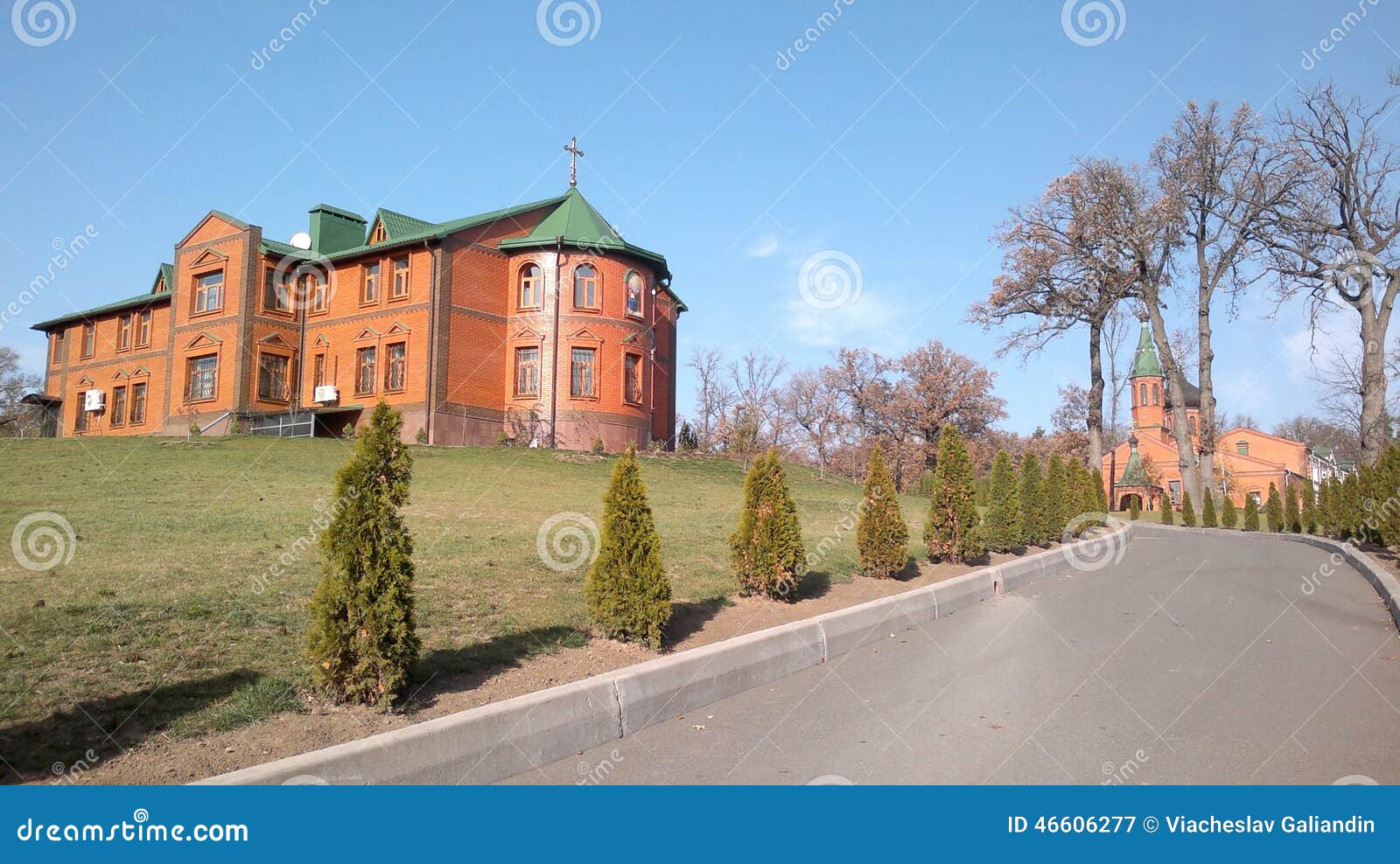 Monastery stock image. Image of beautiful, trees, arborvitae - 46606277