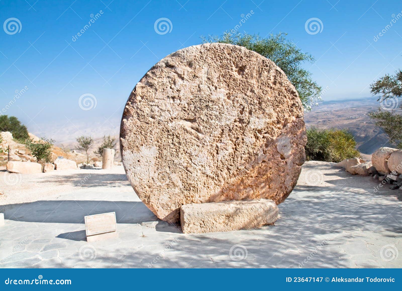 Monastery Rolling Stone Door ,Mount Nebo, Jordan Stock Image - Image of ...