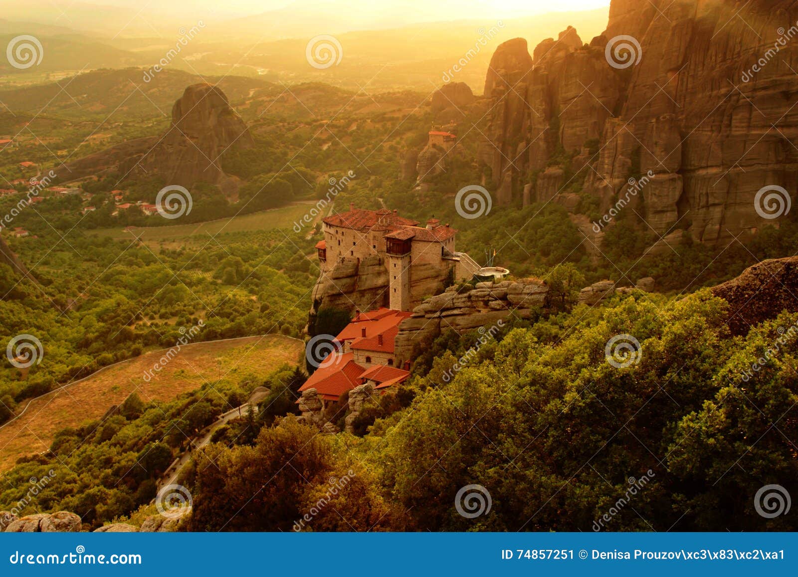 Monastery Roussanou, Meteora, Greece Stock Image - Image of sunset ...