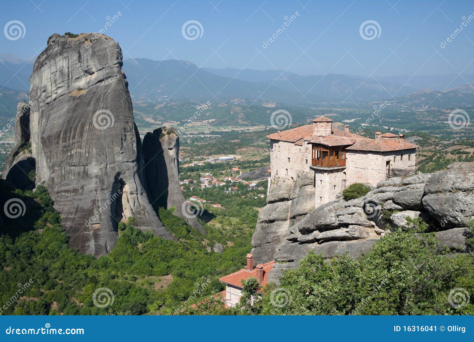 Monastery Roussanou and Valley Meteora, Greece Stock Image - Image of ...