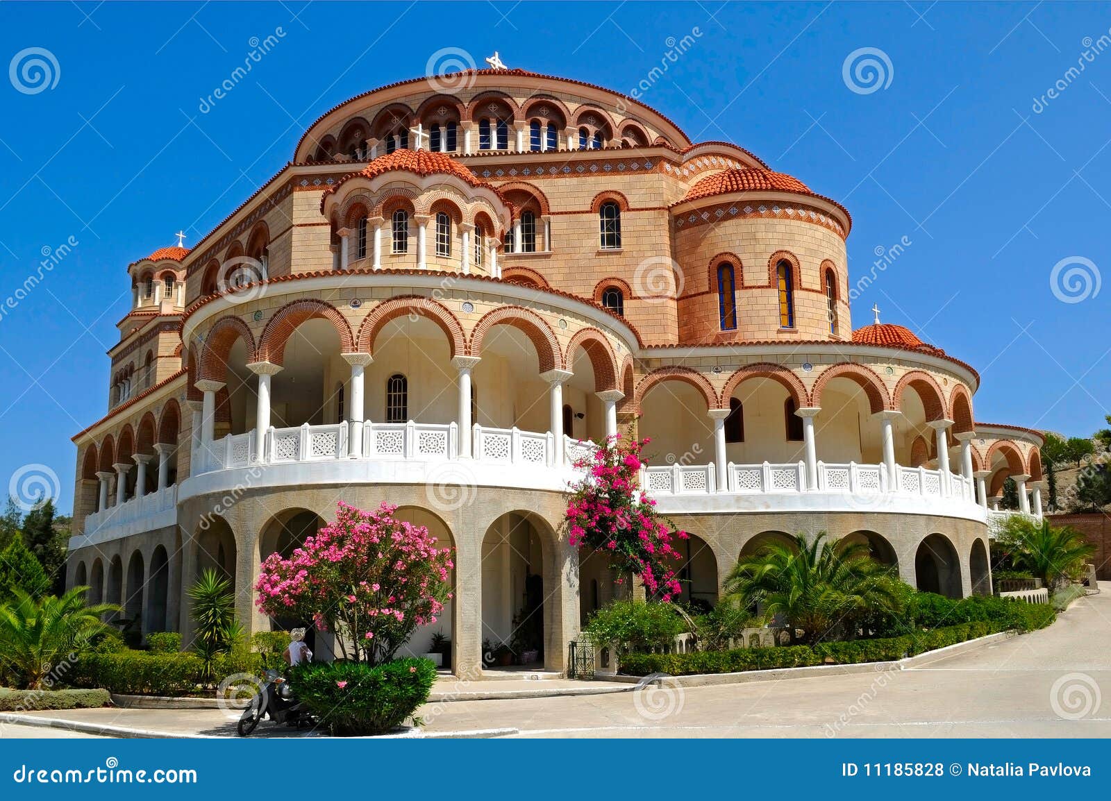 Monastery of Saint Nectarios Stock Photo - Image of orthodox, cross ...
