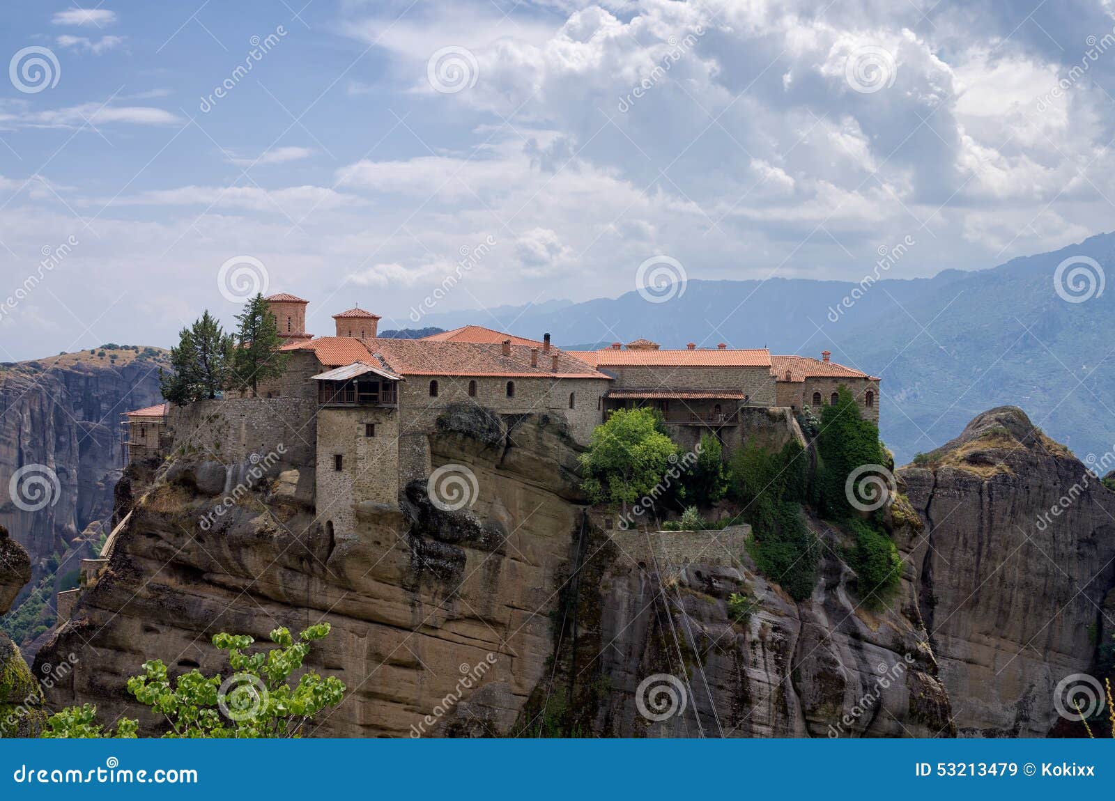 Monastery on Top of a Cliff in Meteora, Greece Stock Image - Image of ...