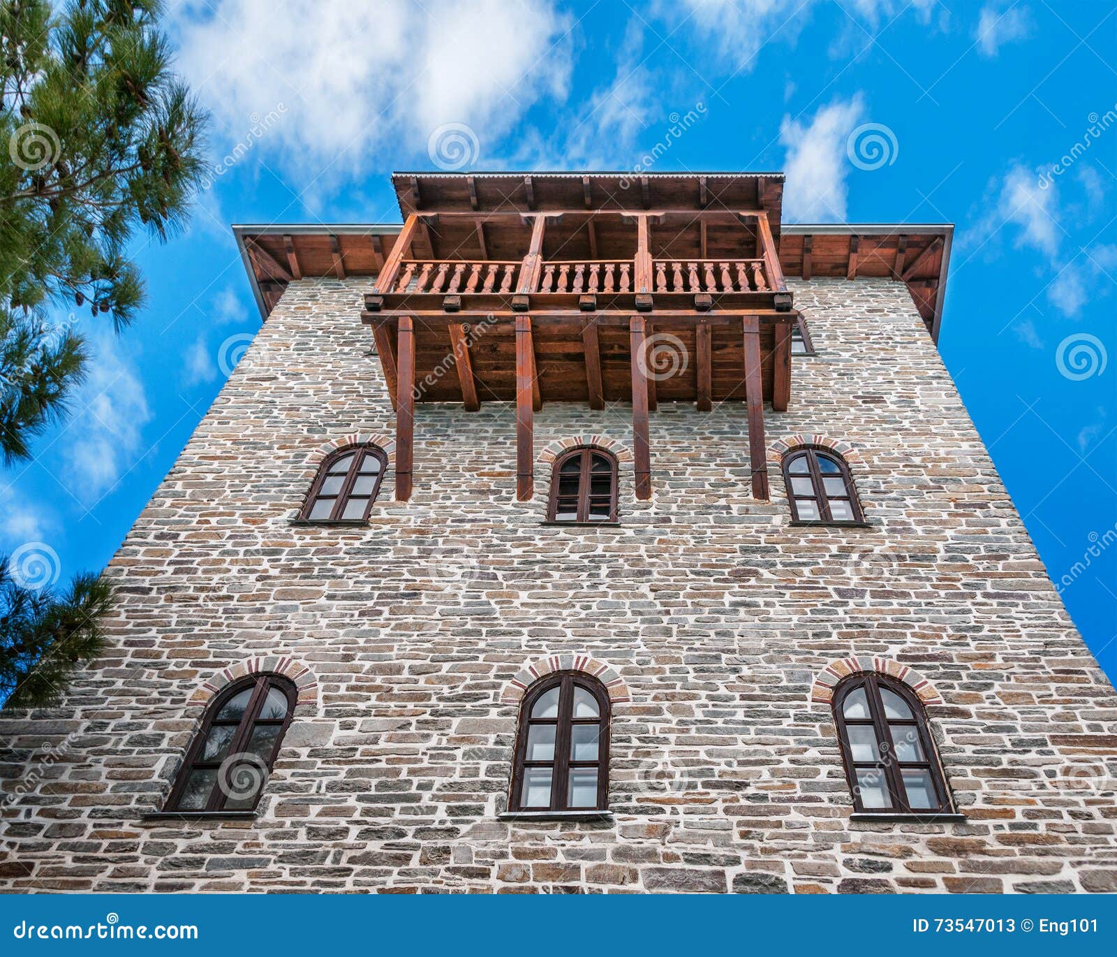 Monastery Tower with Wooden Balcony Stock Image - Image of fort ...
