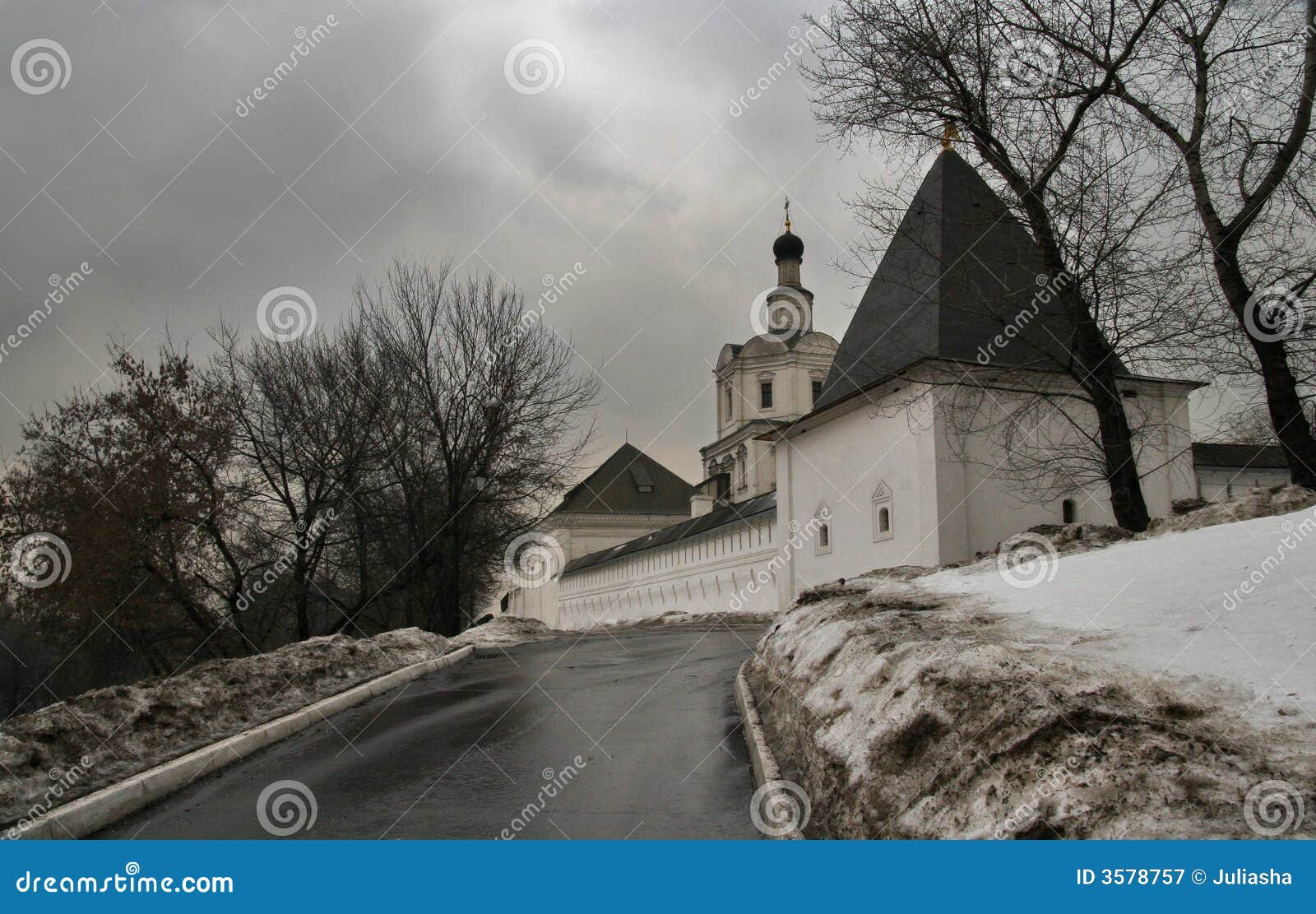 Monastery in winter stock image. Image of park, winter - 3578757