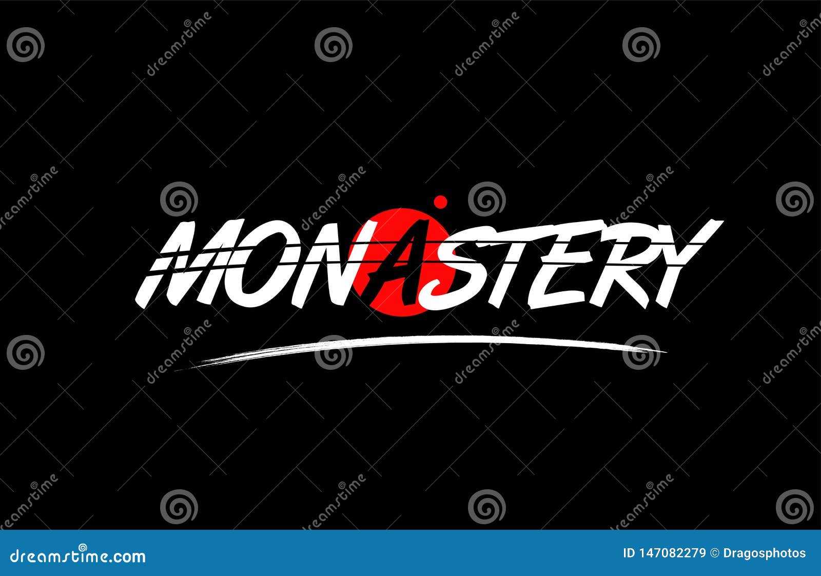 Monastery Word Text Logo Icon with Red Circle Design Stock Illustration ...