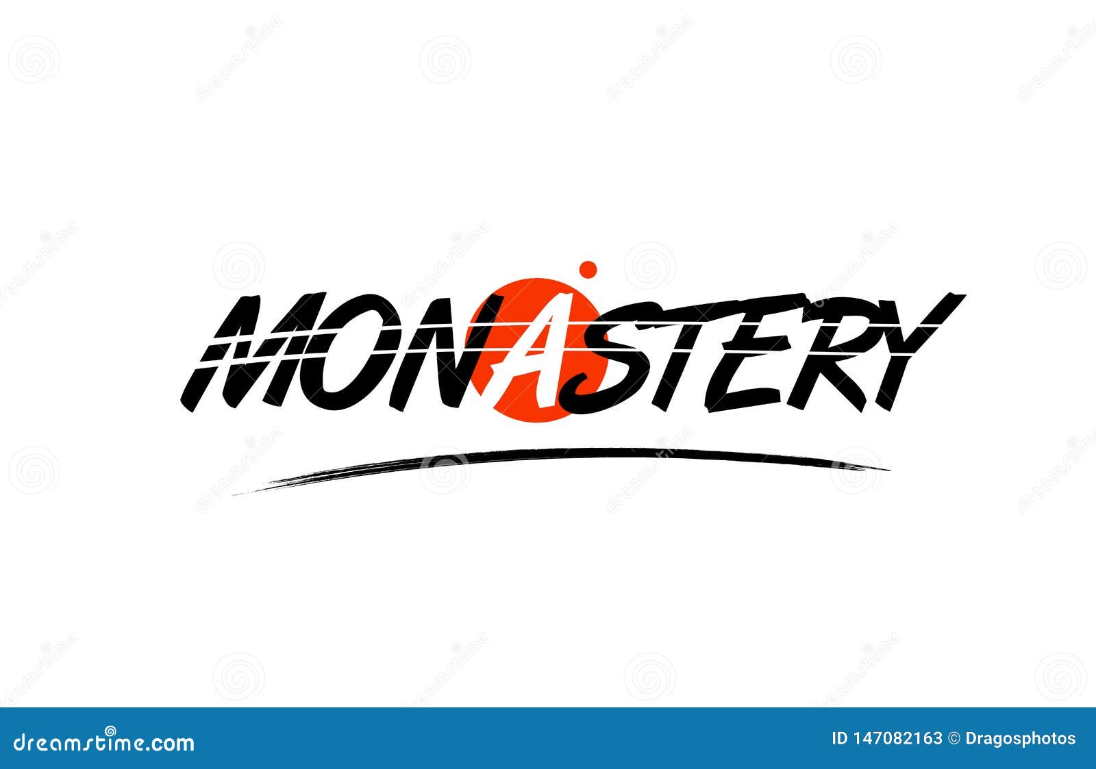 Monastery Word Text Logo Icon with Red Circle Design Stock Illustration ...