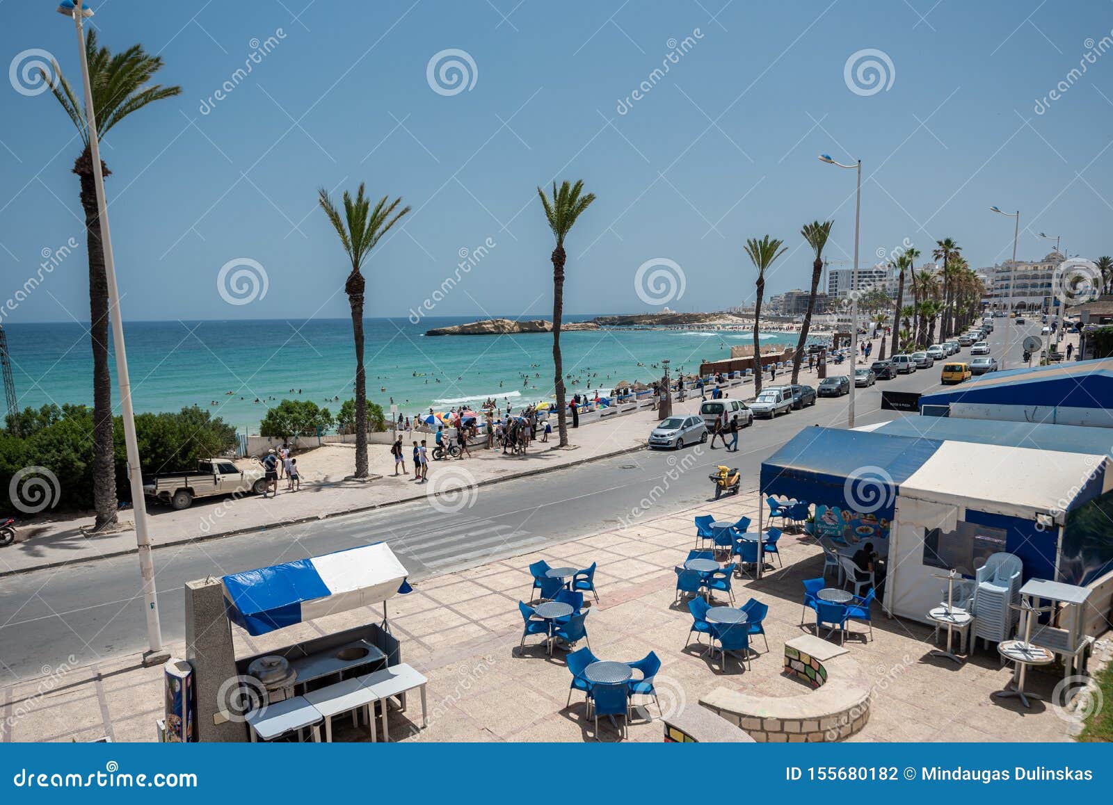 MONASTIR, TUNISIA - JUNE 16, 2016: Public Beach in Monastir, Tunisia ...