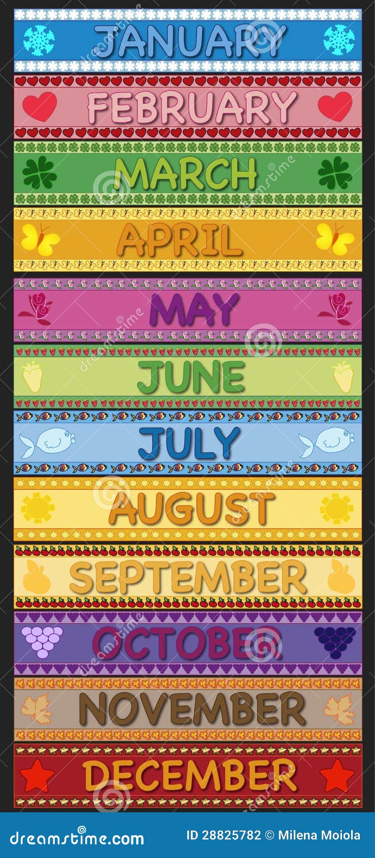 Monate stock abbildung. Illustration von blätter, blumen - 28825782