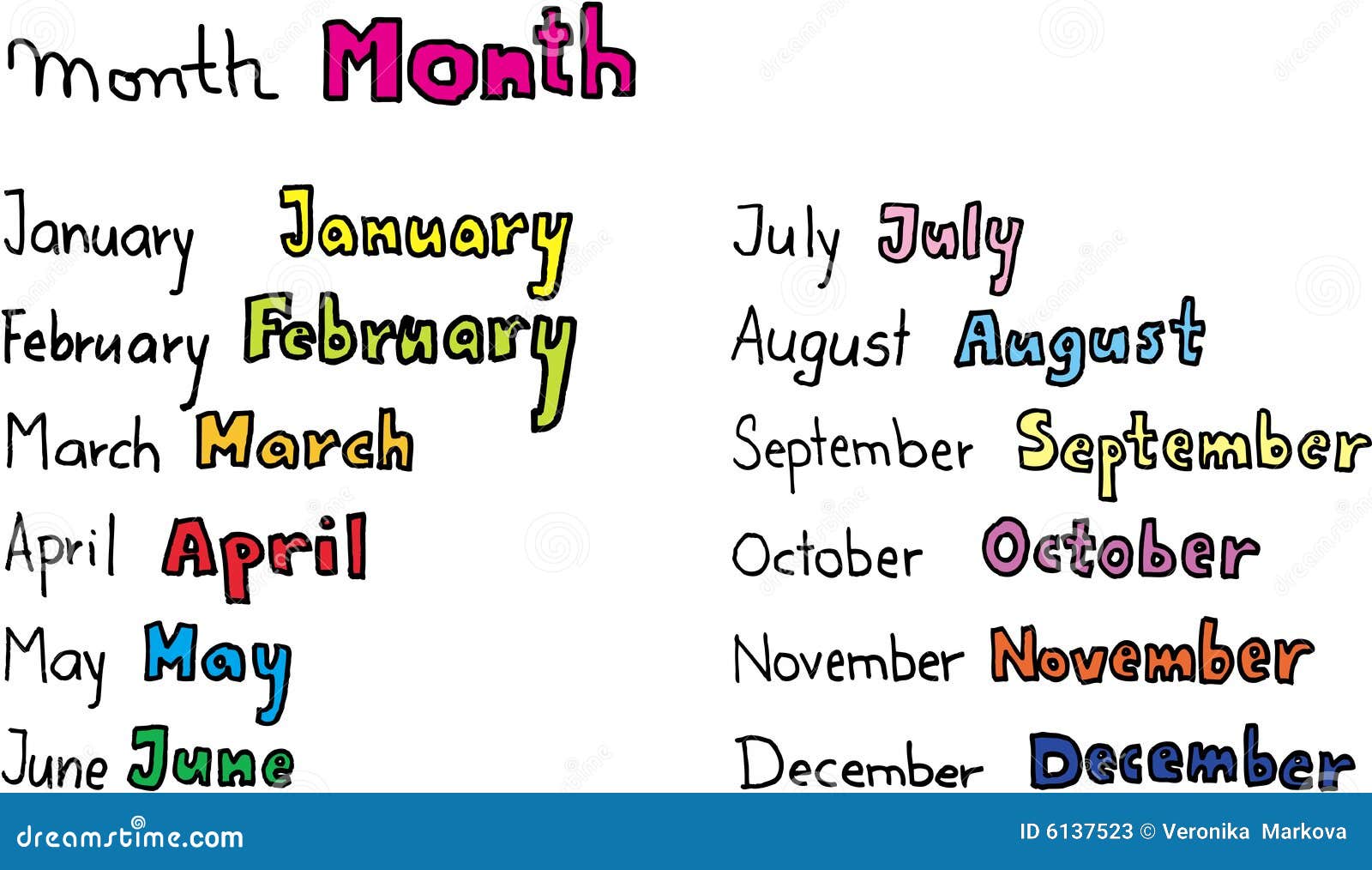 Monate des Jahres vektor abbildung. Illustration von block - 6137523