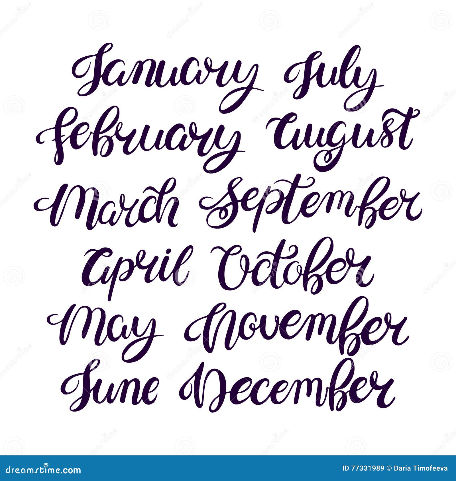 Monatsnamen des Jahres vektor abbildung. Illustration von april - 77331989