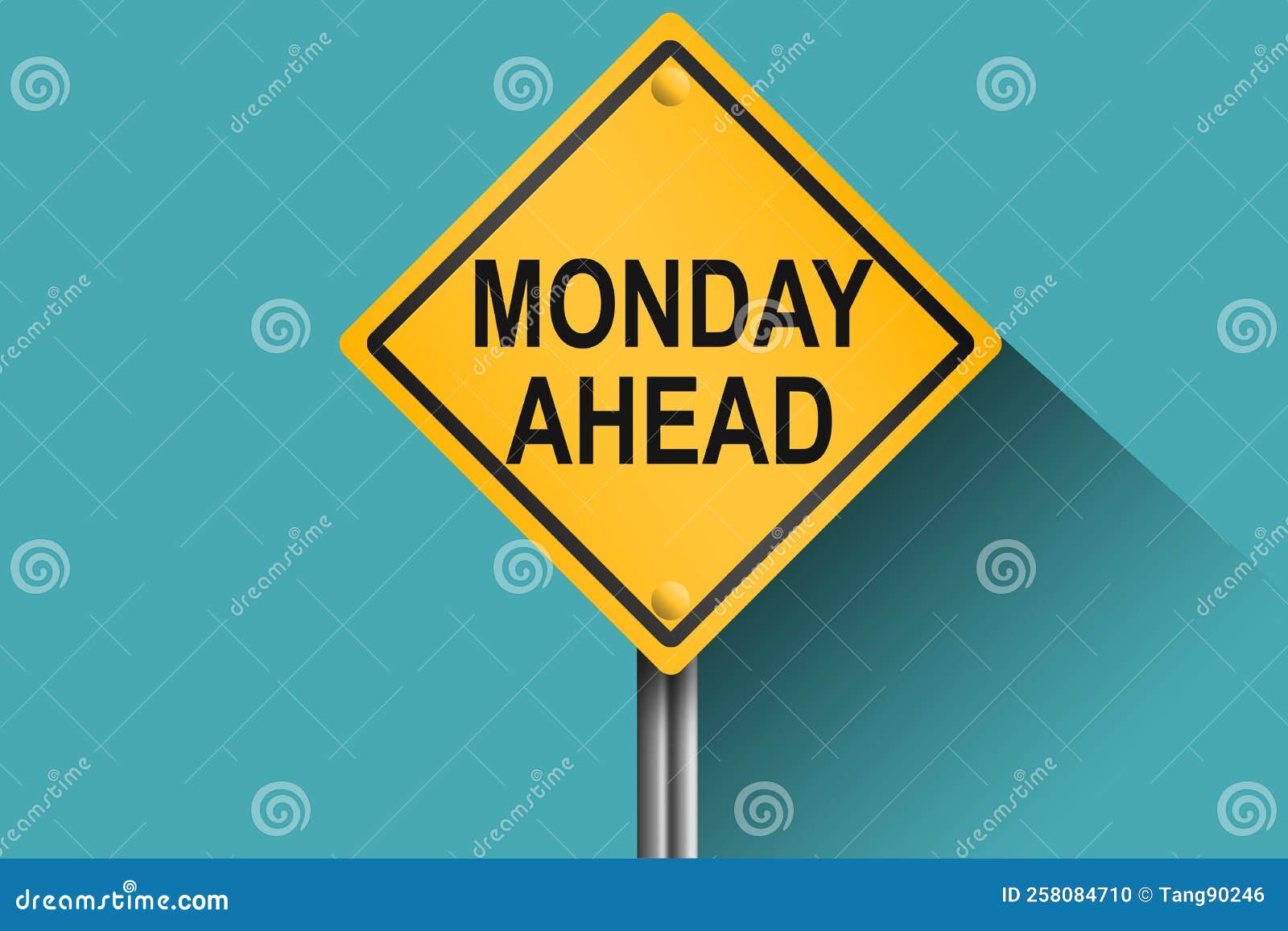 Monday Ahead Word on Yellow Road Sign Stock Illustration - Illustration ...