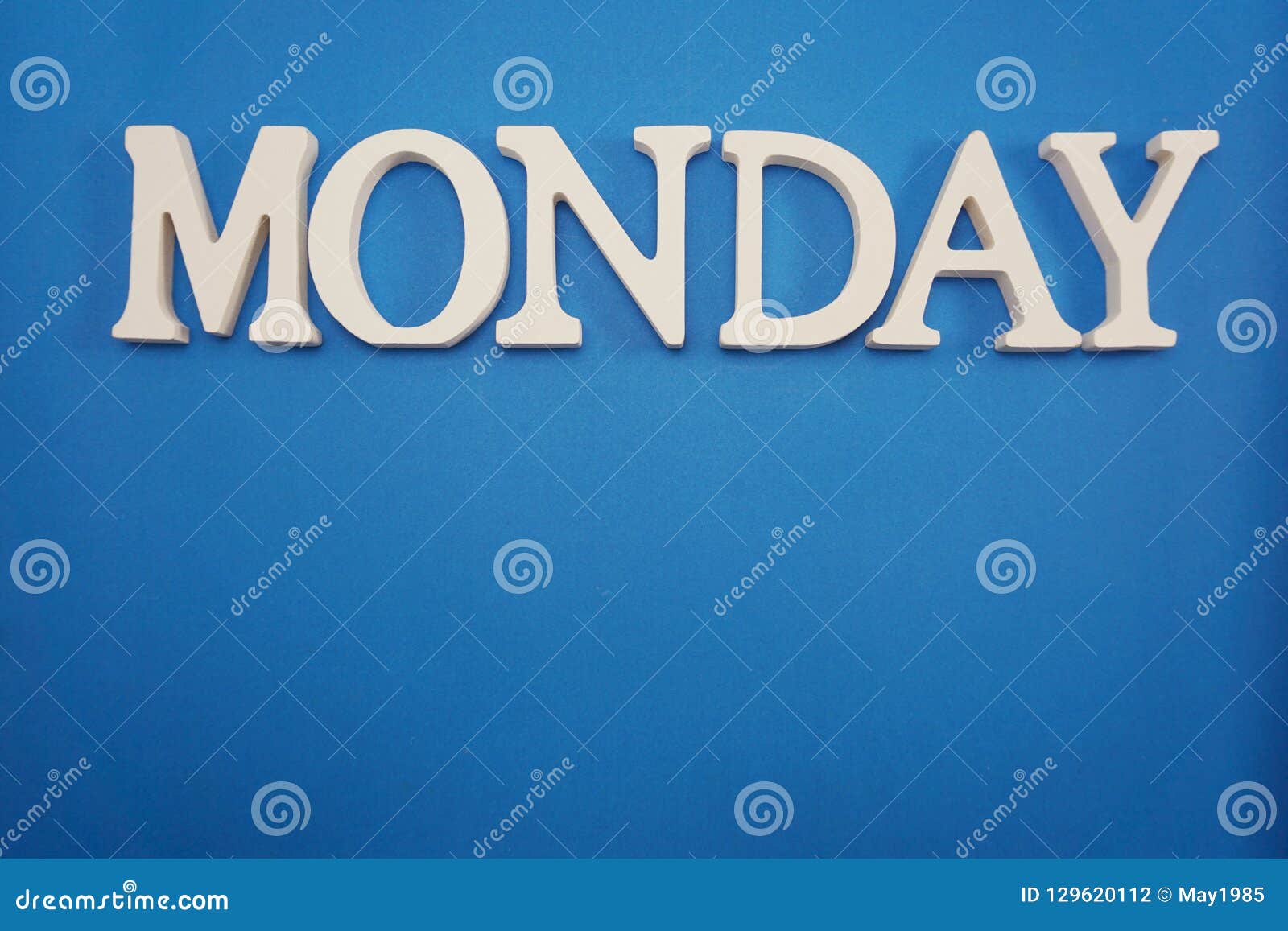 Monday Alphabet Letters with Space Copy on Blue Background Stock Photo ...