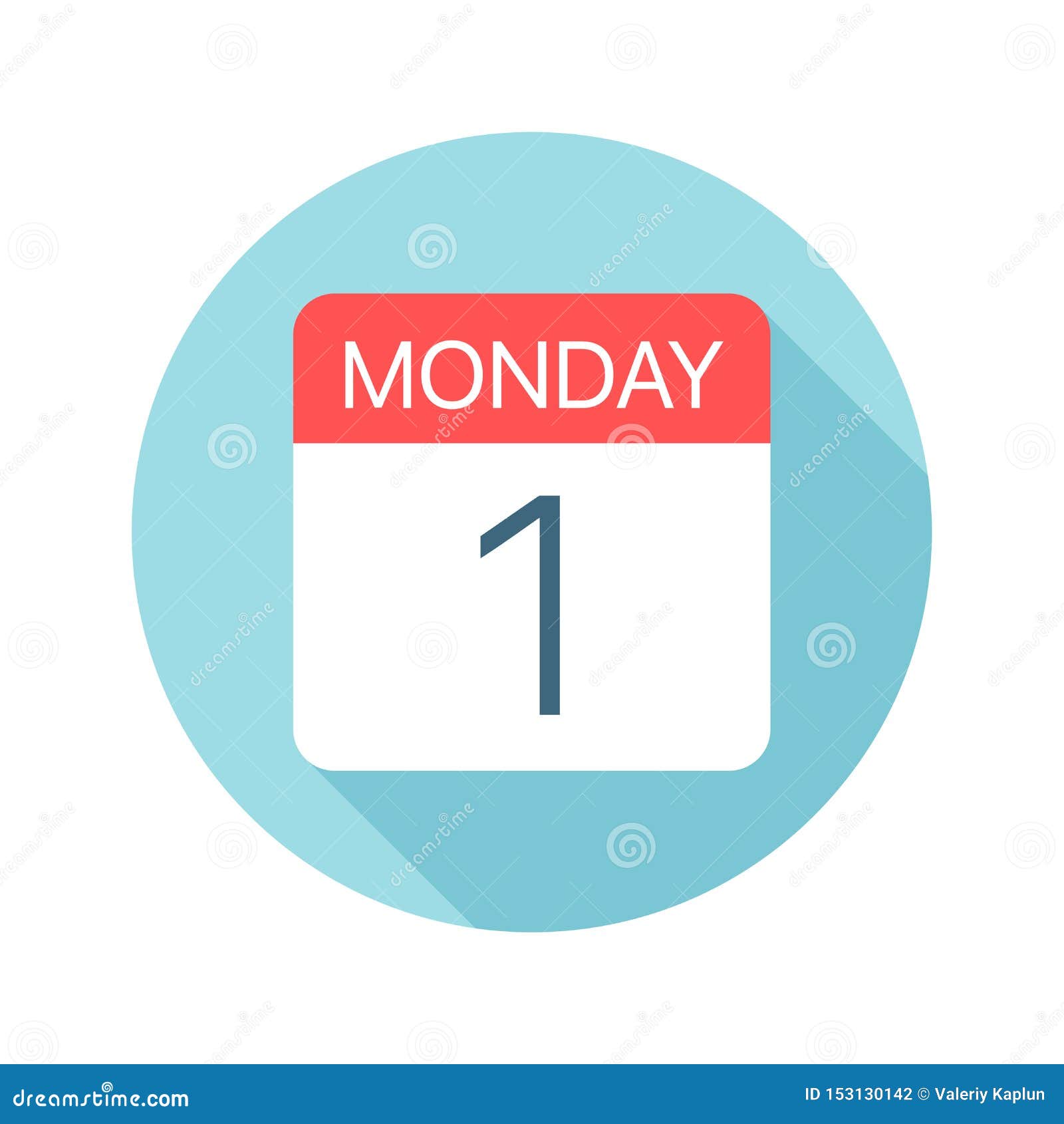 Monday 1 - Calendar Icon. Vector Illustration of One Day of Week Stock ...