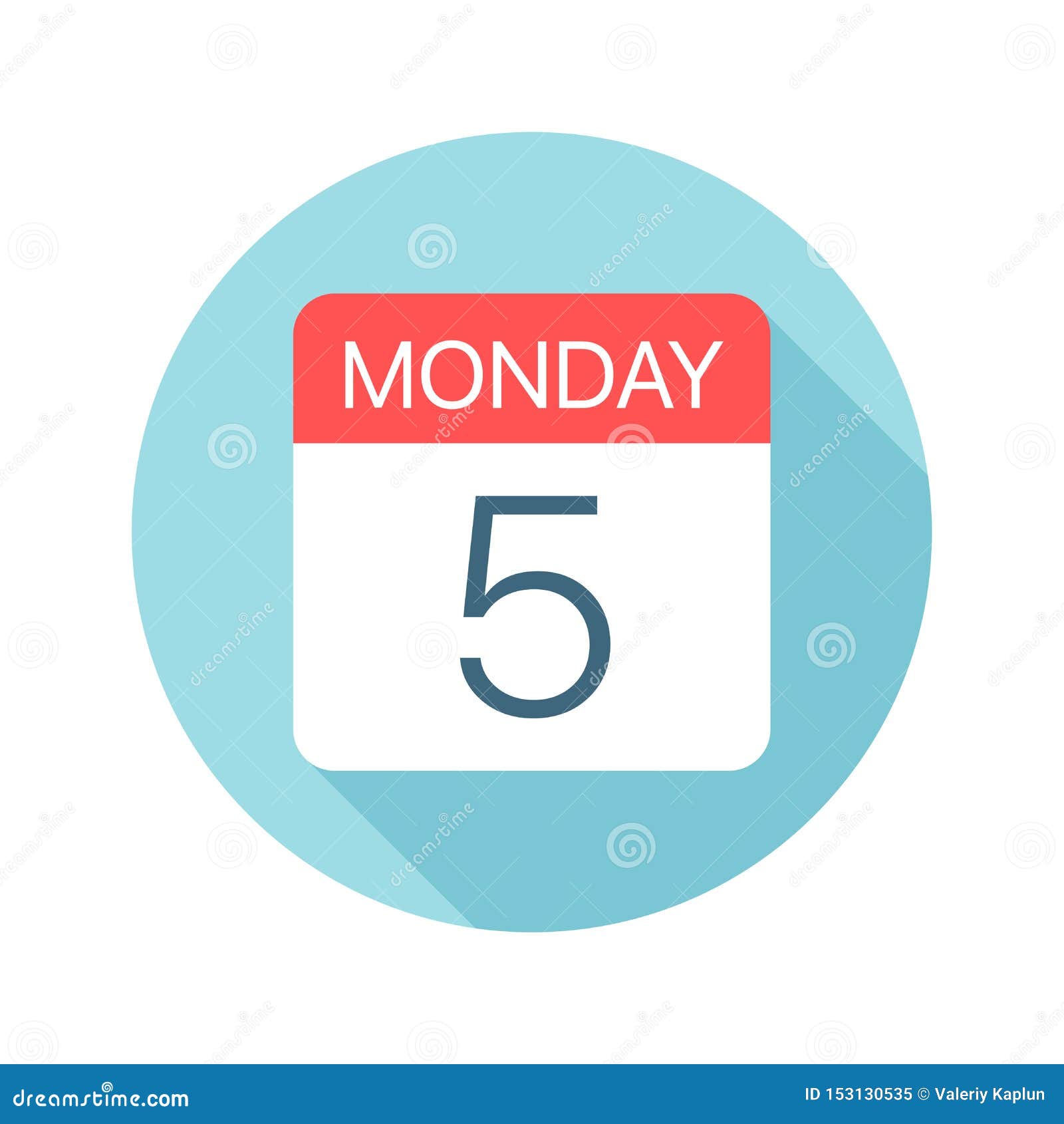 Monday 5 - Calendar Icon. Vector Illustration of One Day of Week Stock ...