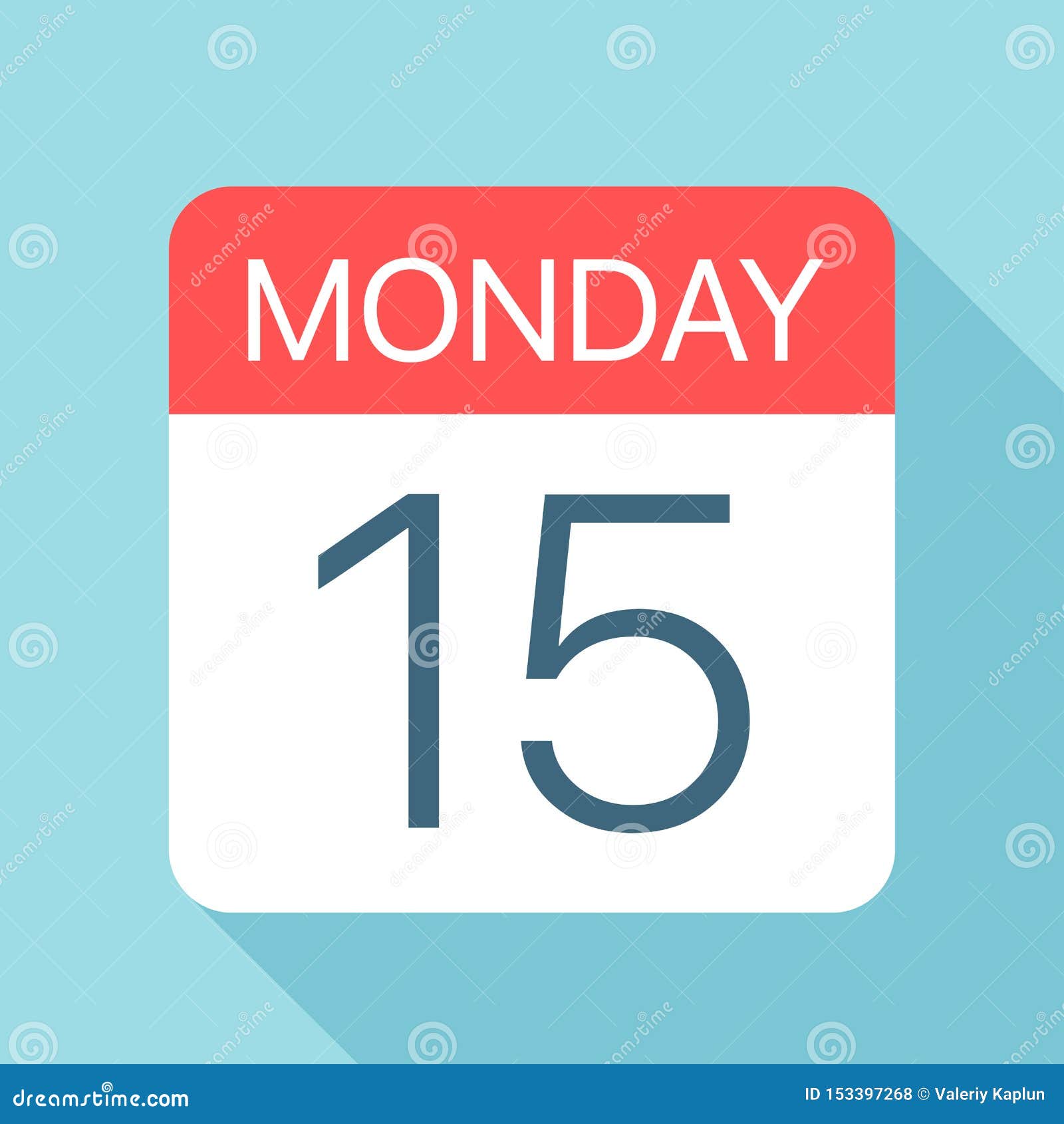 Monday 15 - Calendar Icon. Vector Illustration of Week Day Paper Leaf ...