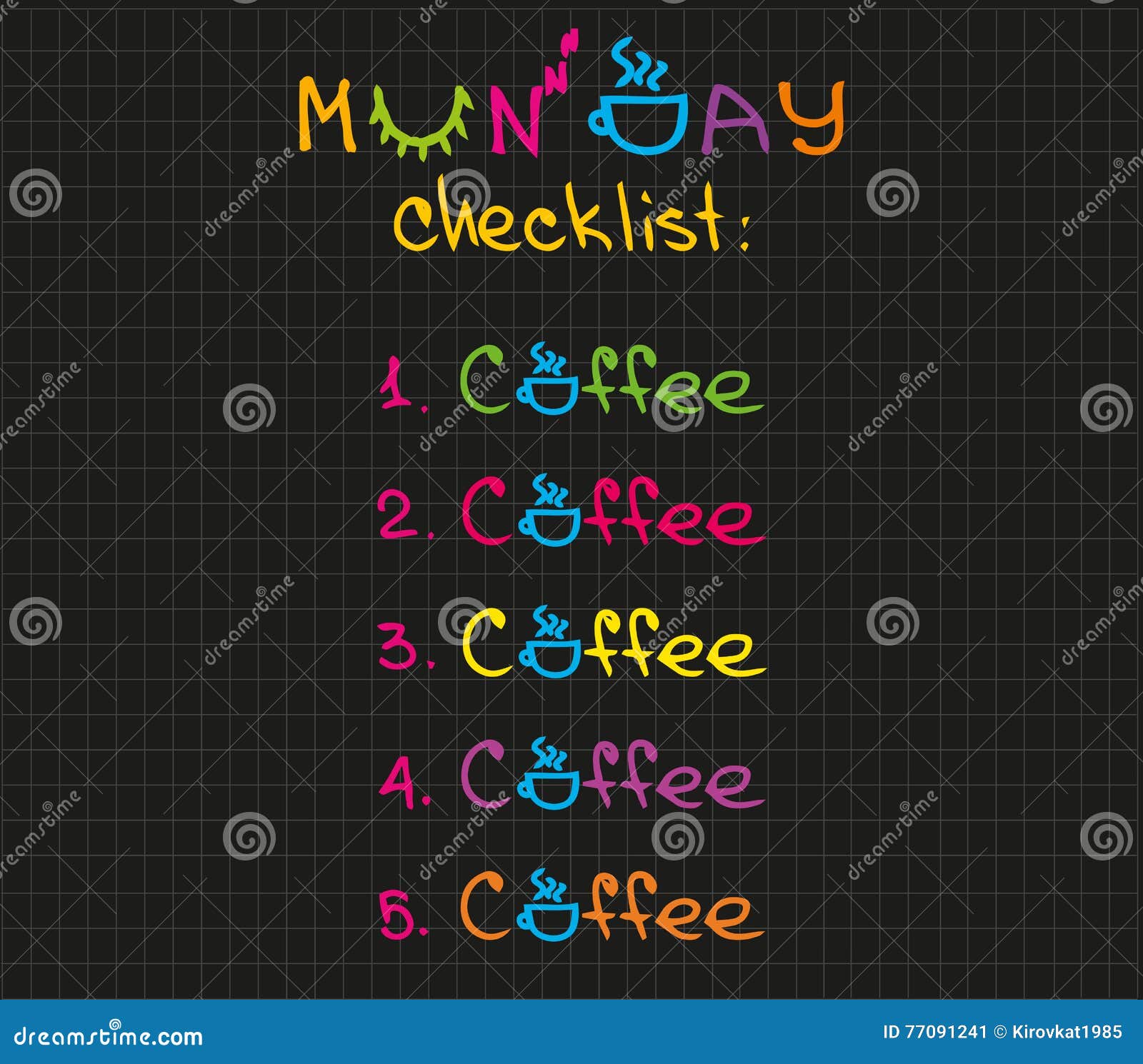 Monday Checklist Coffee stock vector. Illustration of lose - 77091241