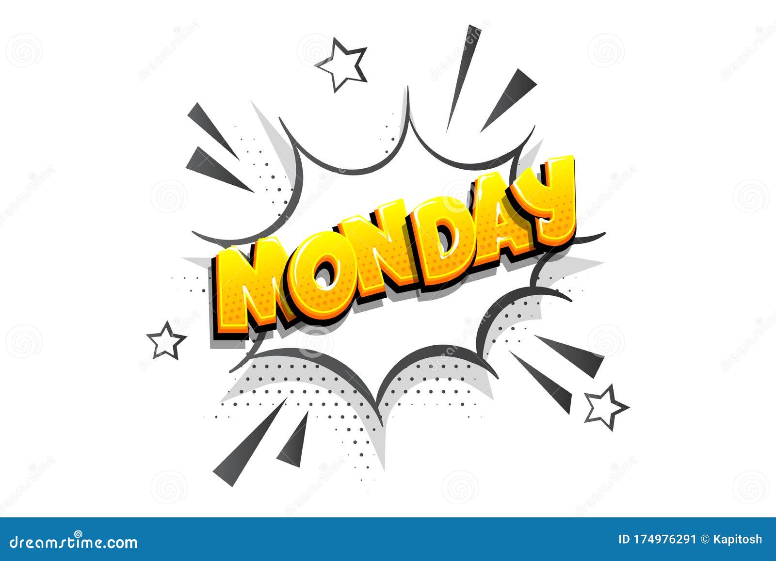Monday Comic Text Speech Bubble Pop Art Stock Vector - Illustration of ...