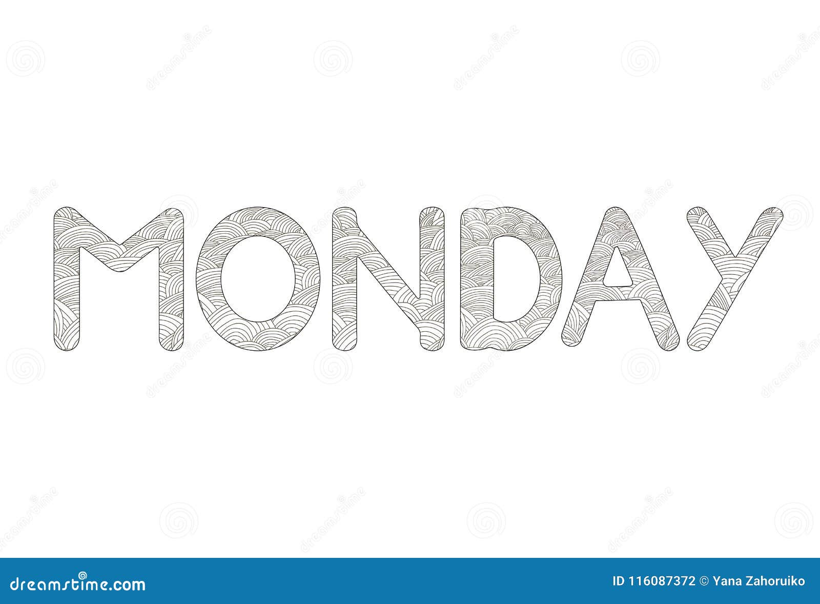Monday. Creative Hand Drawn Letters. Coloring Page Stock Vector ...