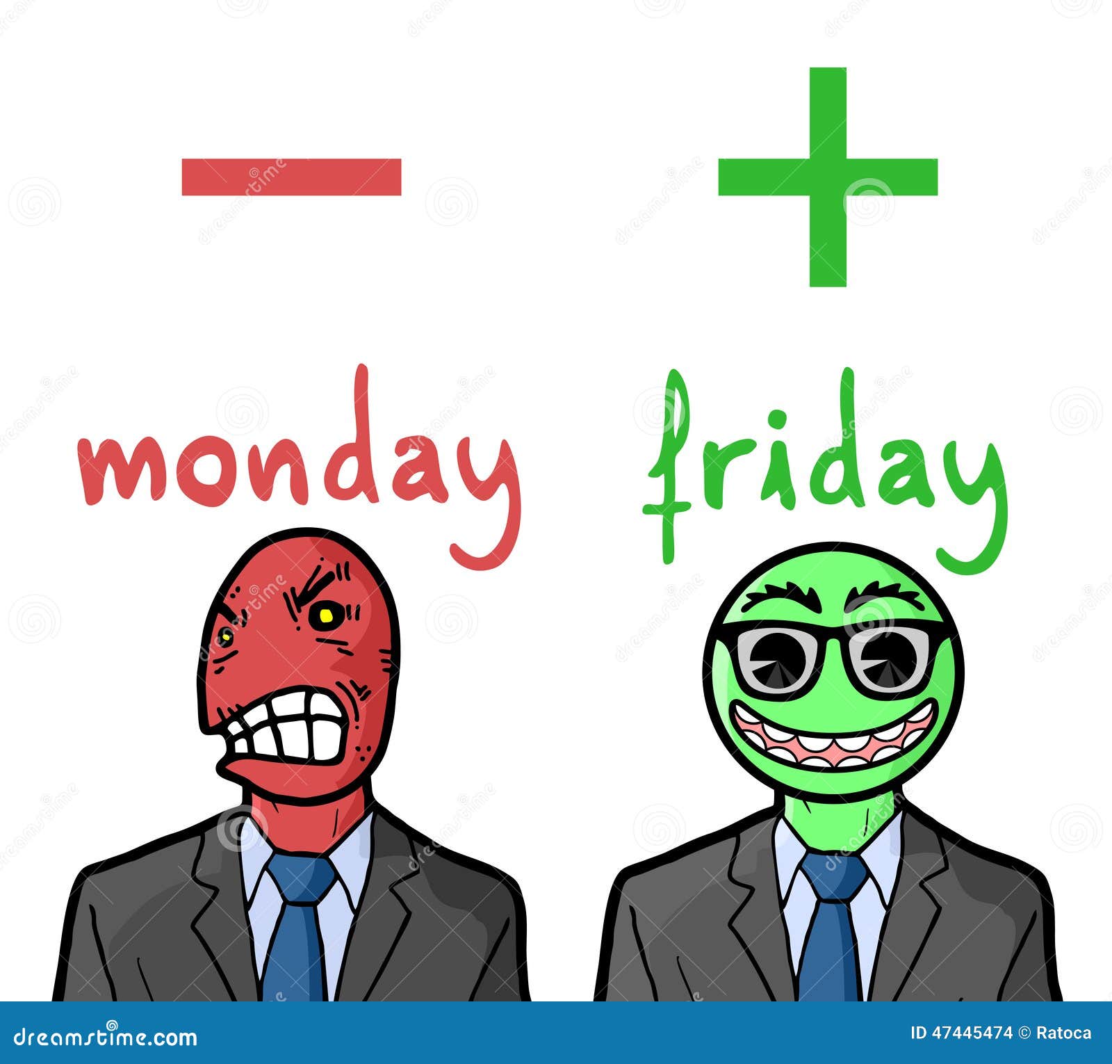 Monday and Friday Reactions Stock Vector - Illustration of reactions ...