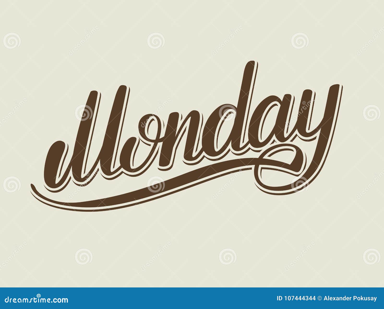 Monday Hand Lettering Vector Illustration Stock Vector - Illustration ...