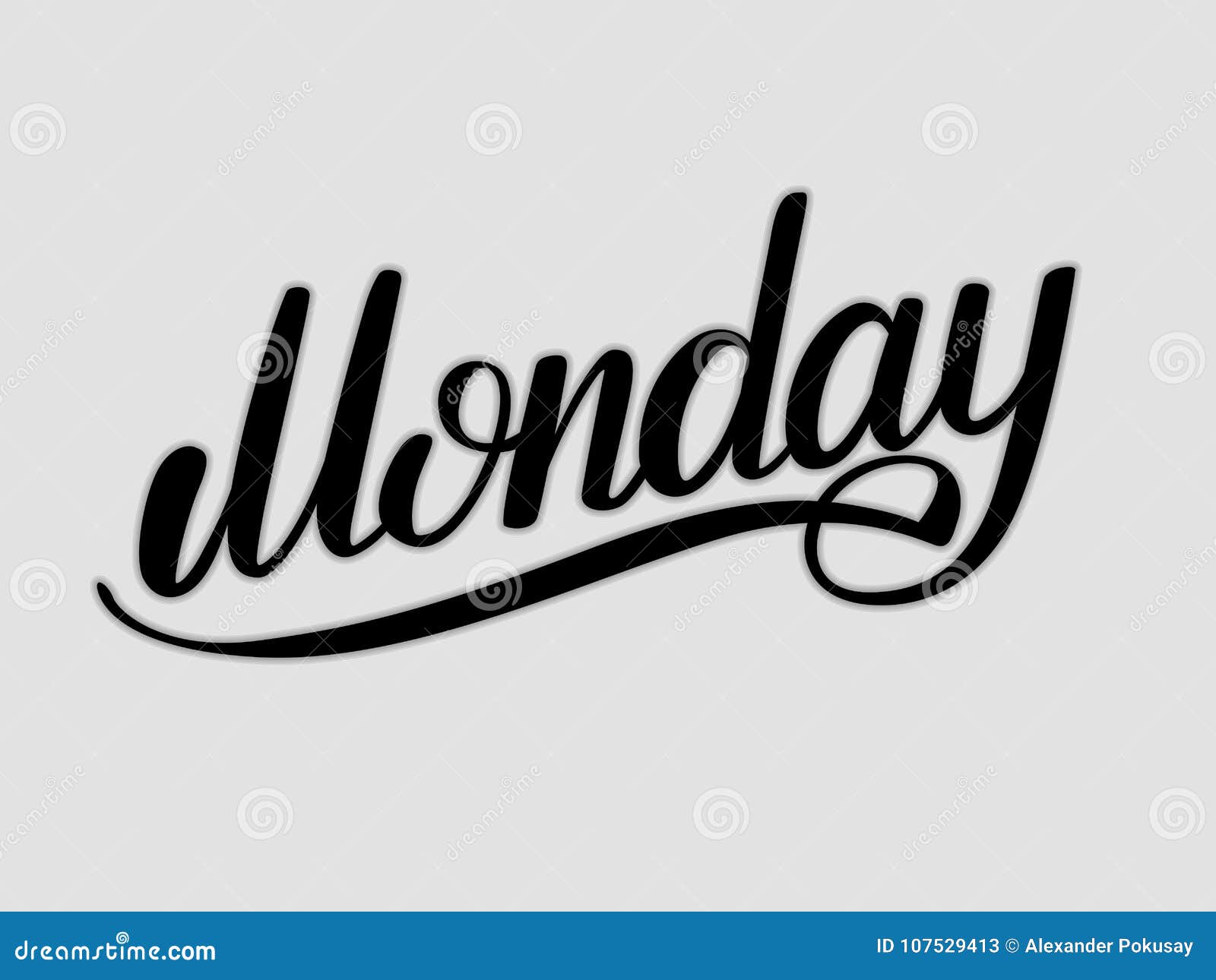 Monday Hand Lettering Vector Illustration Stock Vector - Illustration ...