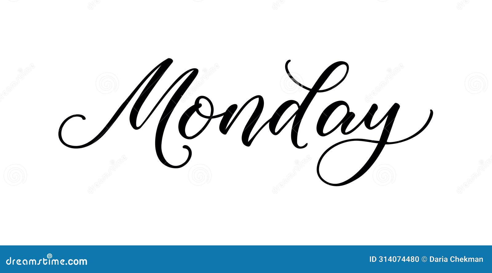 Monday - Handwritten Text in Calligraphic Style on a White Background ...
