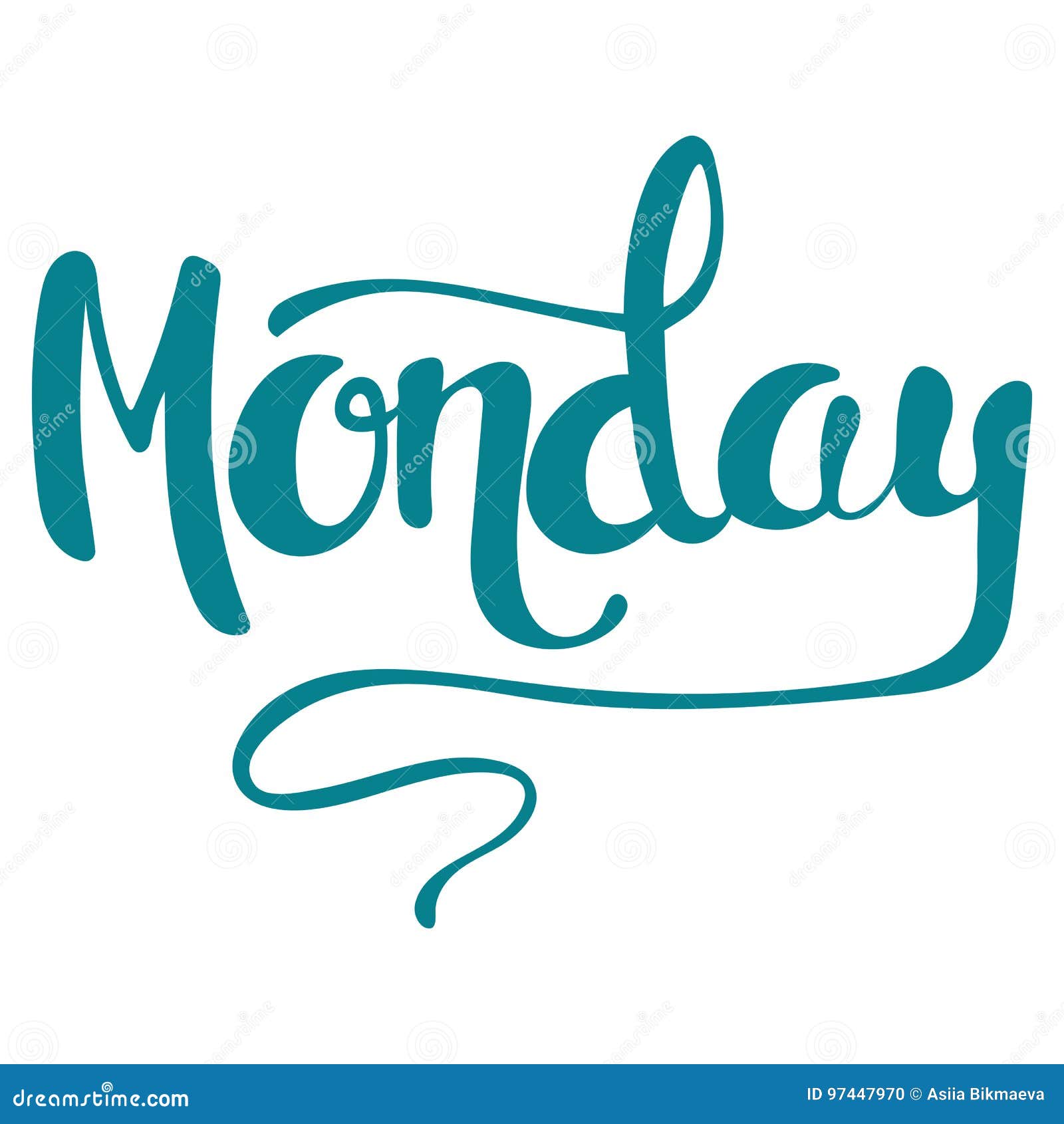 Monday Lettering. Hand Written Monday Poster Stock Vector ...