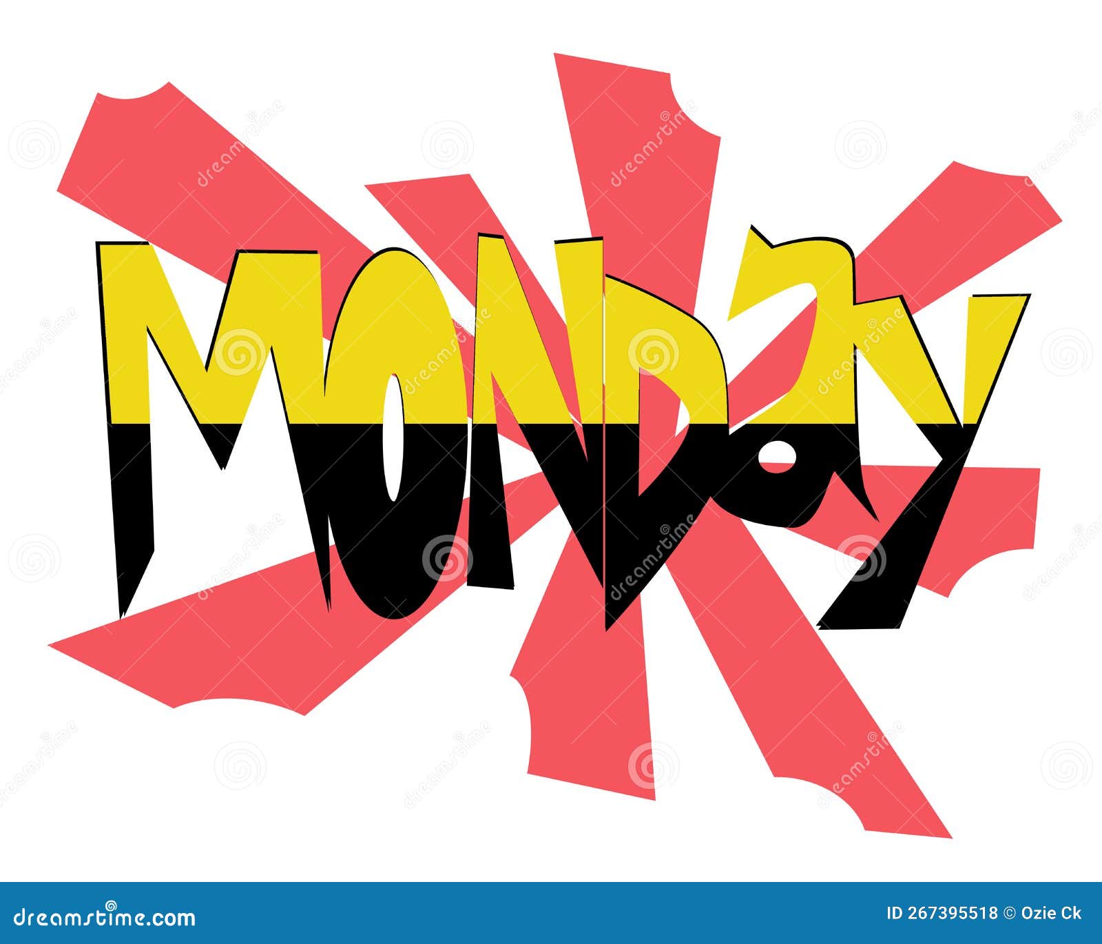 Monday Lettering Model Illustration In Freestyle And Color ...