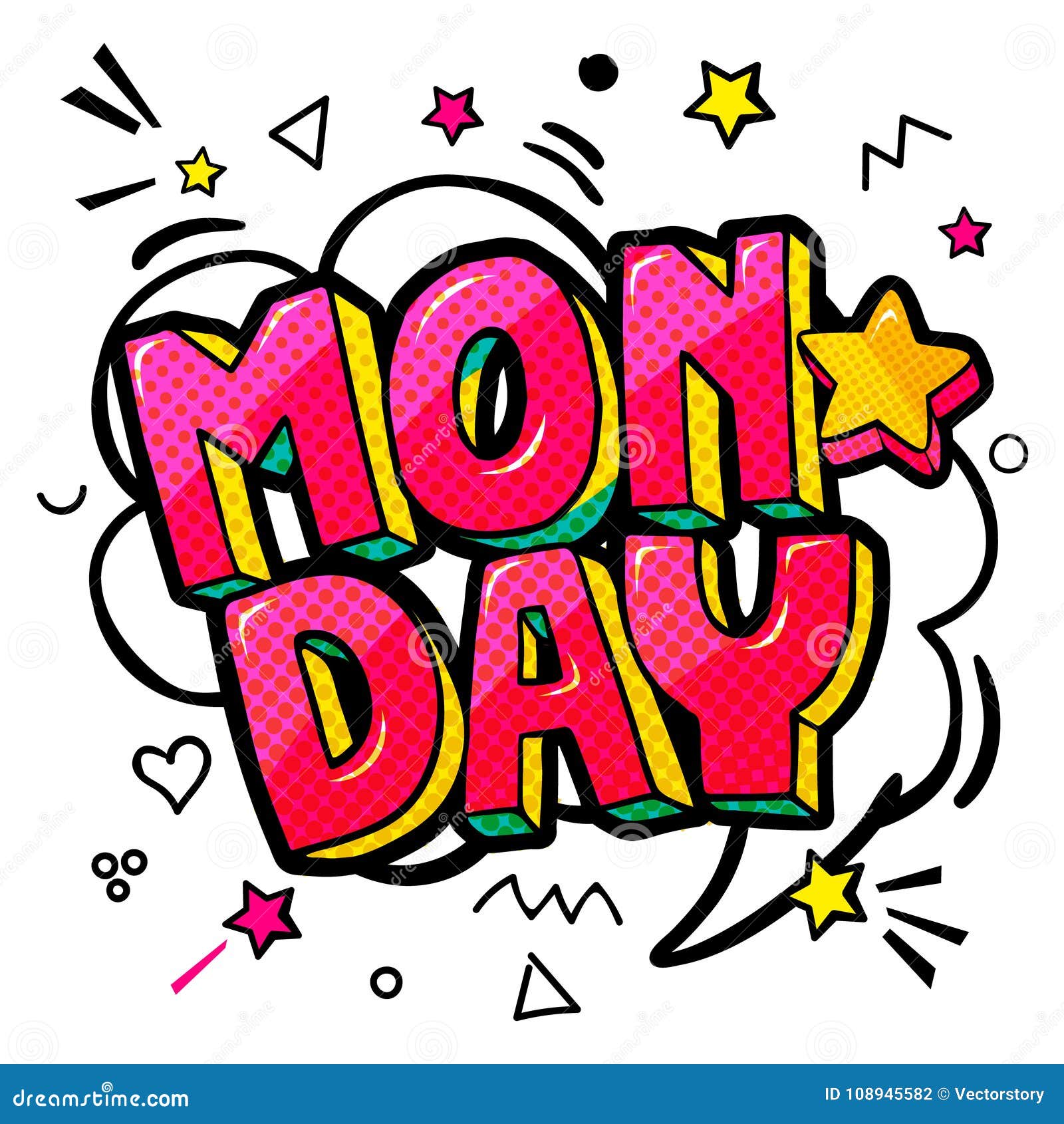 Monday Message in Pop Art Comic Style. Stock Vector - Illustration of ...