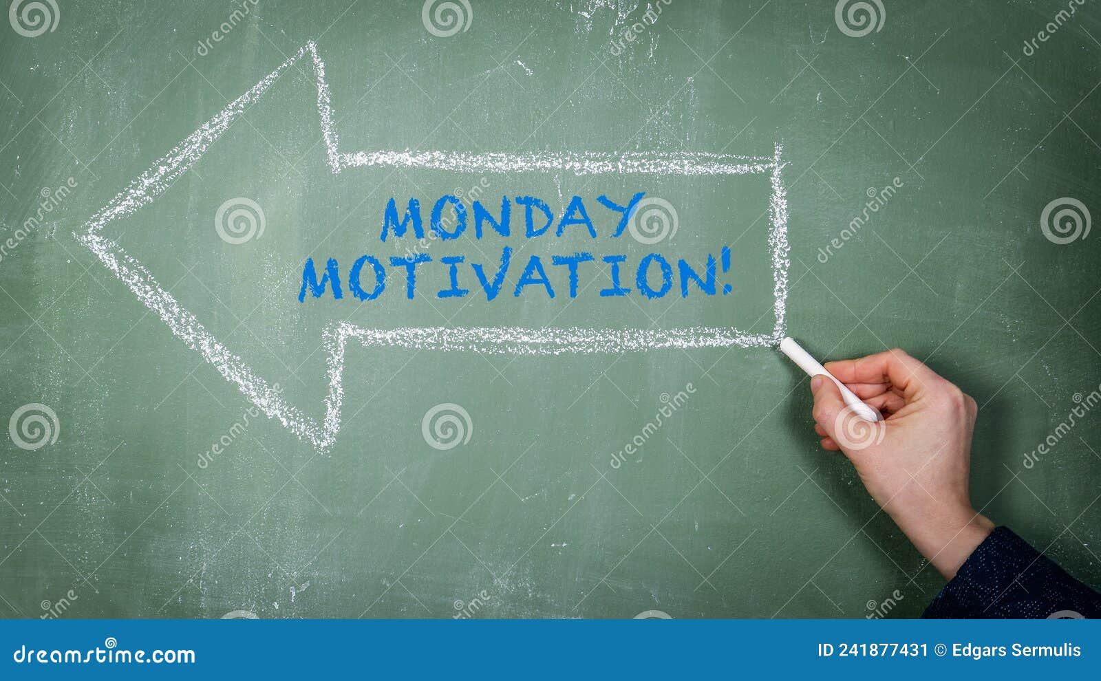 Monday Motivation. Text with a White Arrow on a Green Chalk Board Stock ...