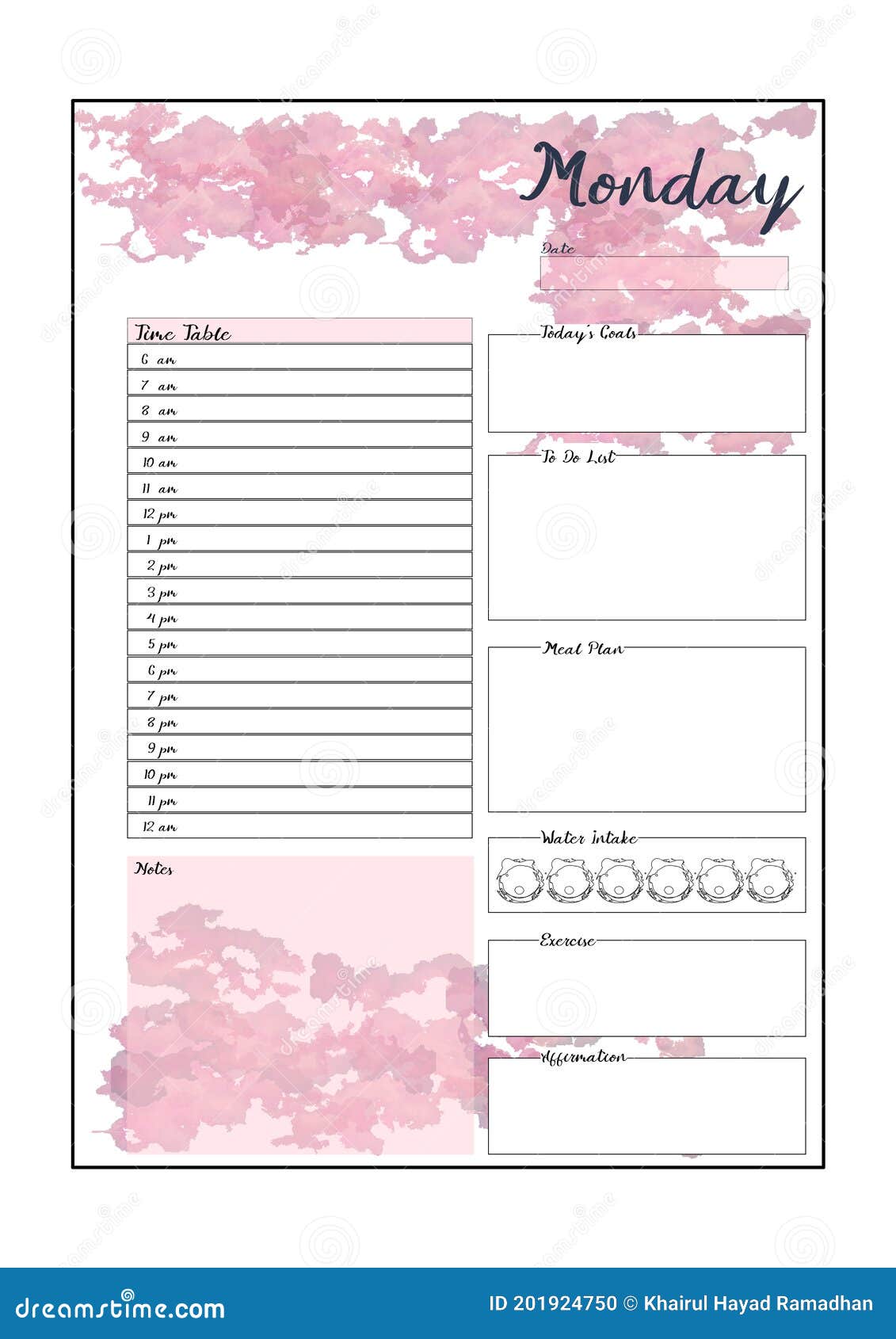 Monday Planer for Binder Set Your Plan Stock Illustration ...