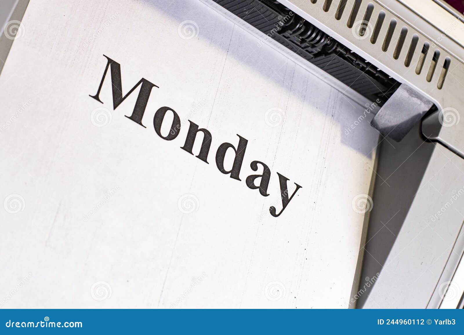 Monday, a Sheet of Paper on an Office Printer, the Concept of the ...