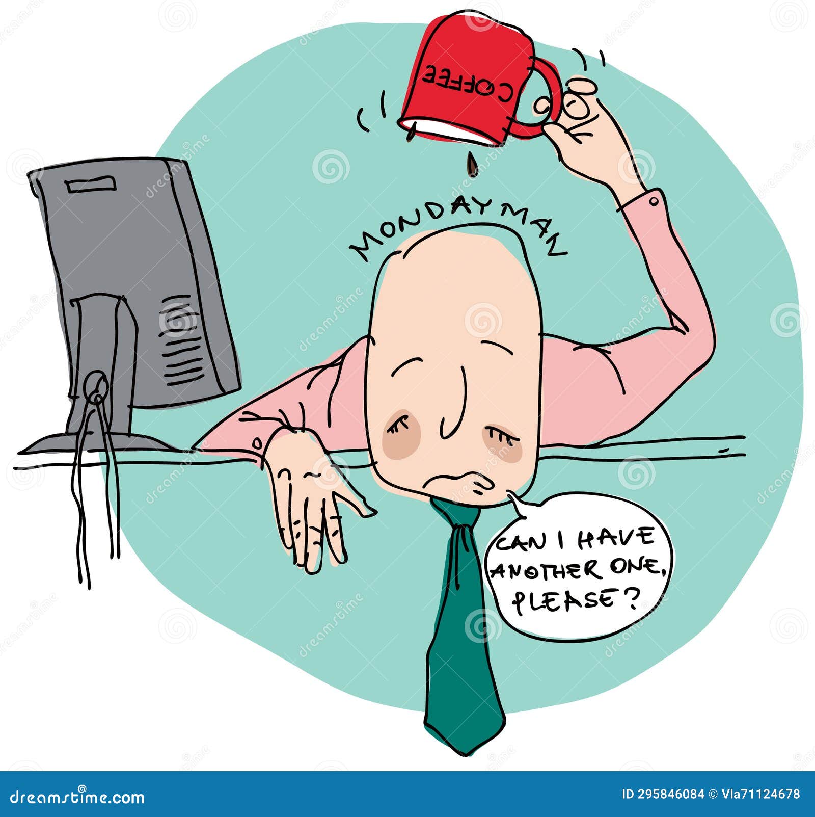 Monday Tired Office Coffeeman With Empty Red Coffee Cup Royalty-Free ...