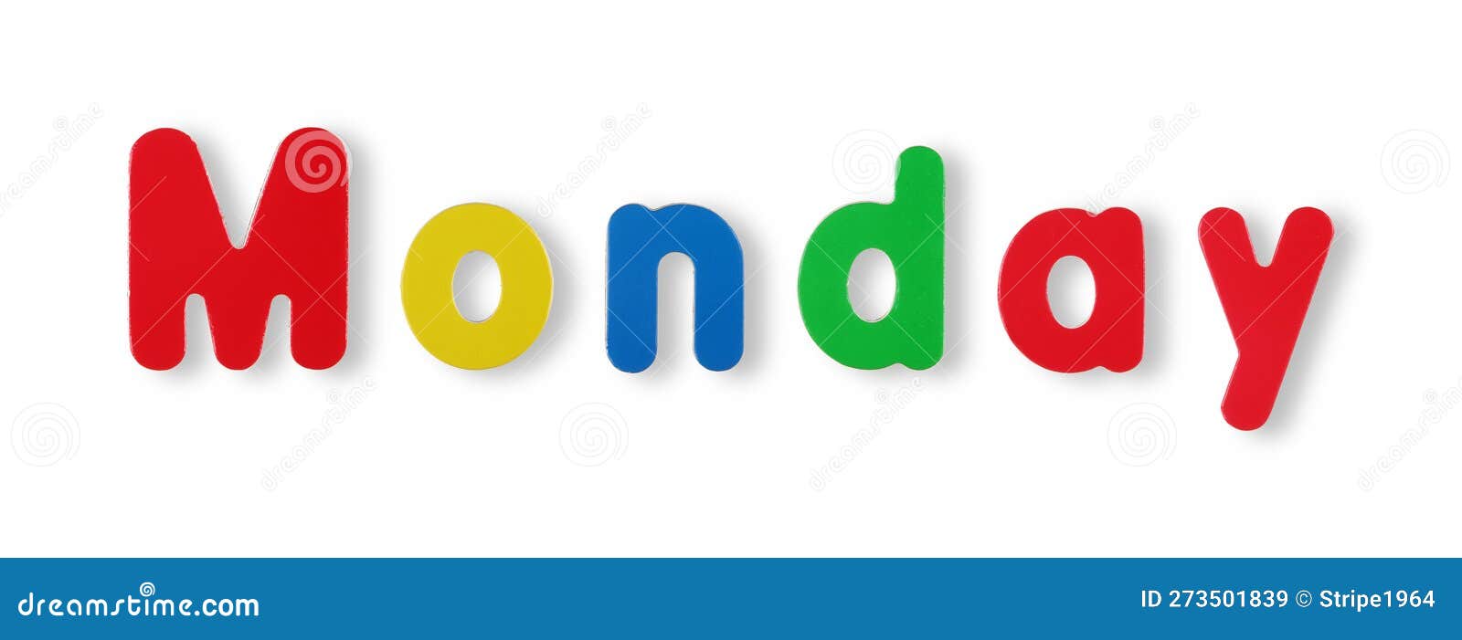 Monday Word in Coloured Magnetic Letters on White with Clipping Path ...