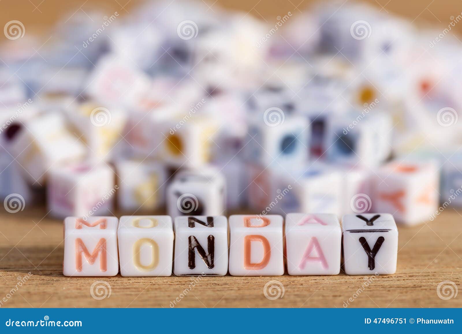 Monday Written in Letter Beads on Wood Background Stock Image - Image ...