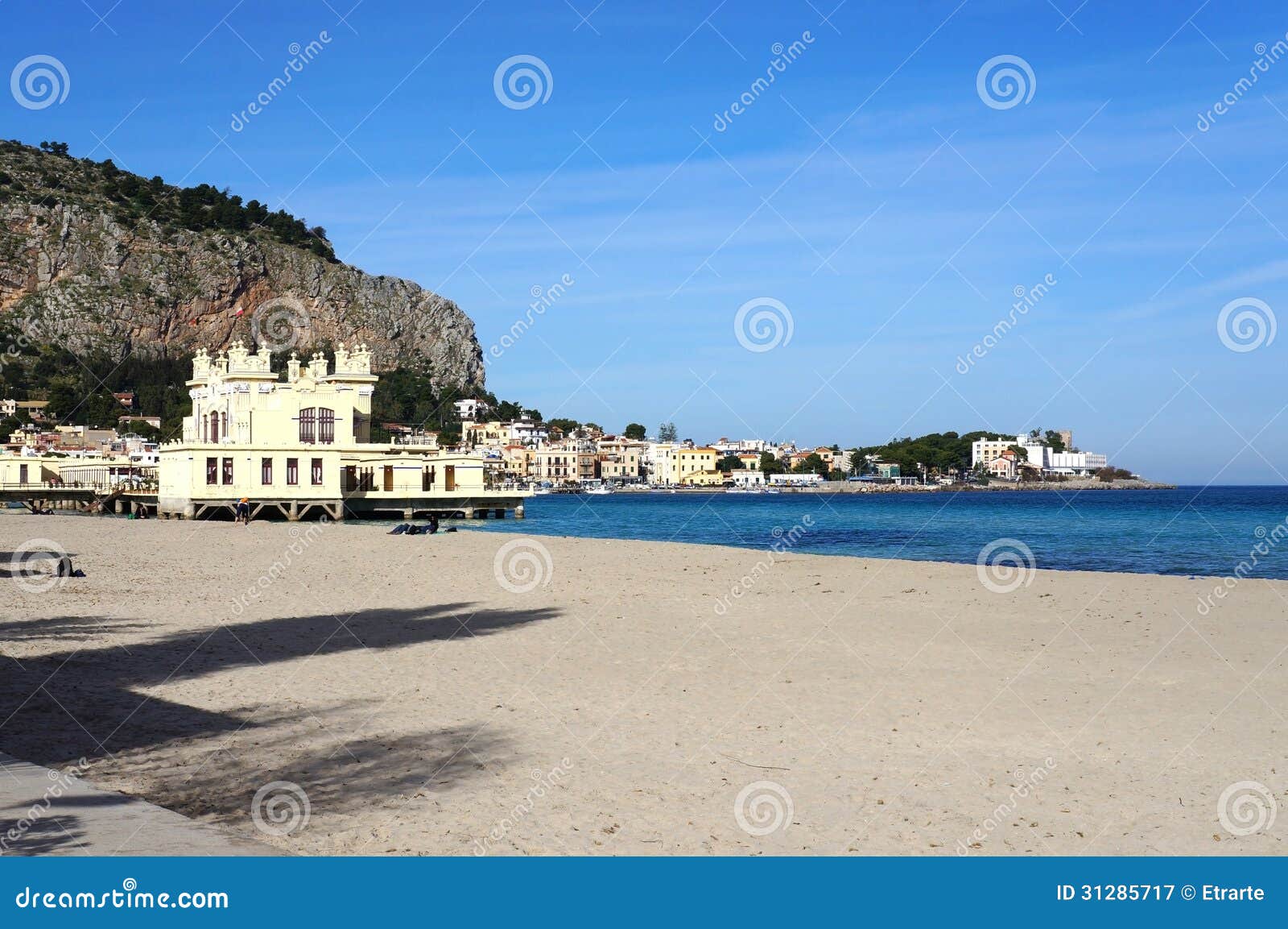 Mondello Beach of Palermo City in Sicily Stock Image - Image of holiday ...