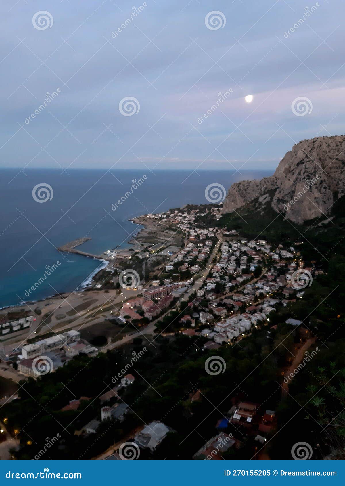Mondello, Sicily, Addaura Area at Sunset Stock Image - Image of coast ...