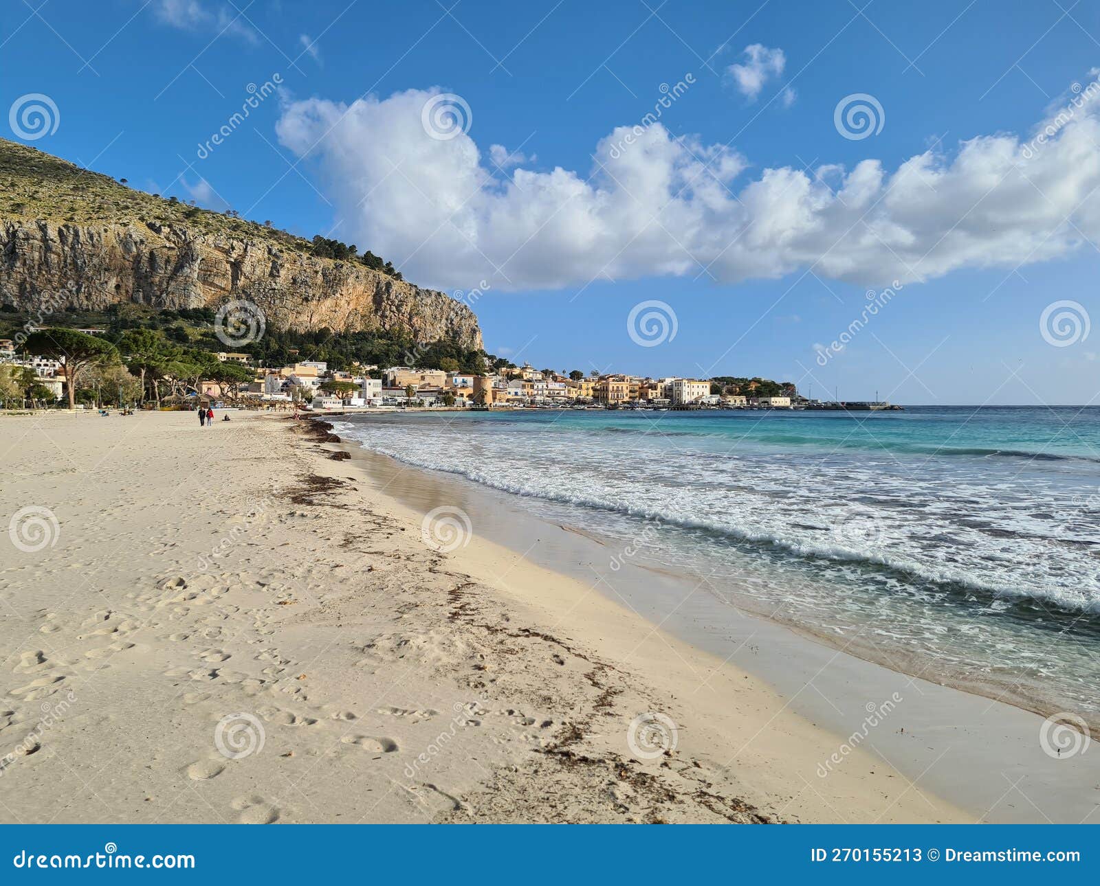Mondello, Sicily, View of the Beach with a Beautiful Blue Sky Stock ...