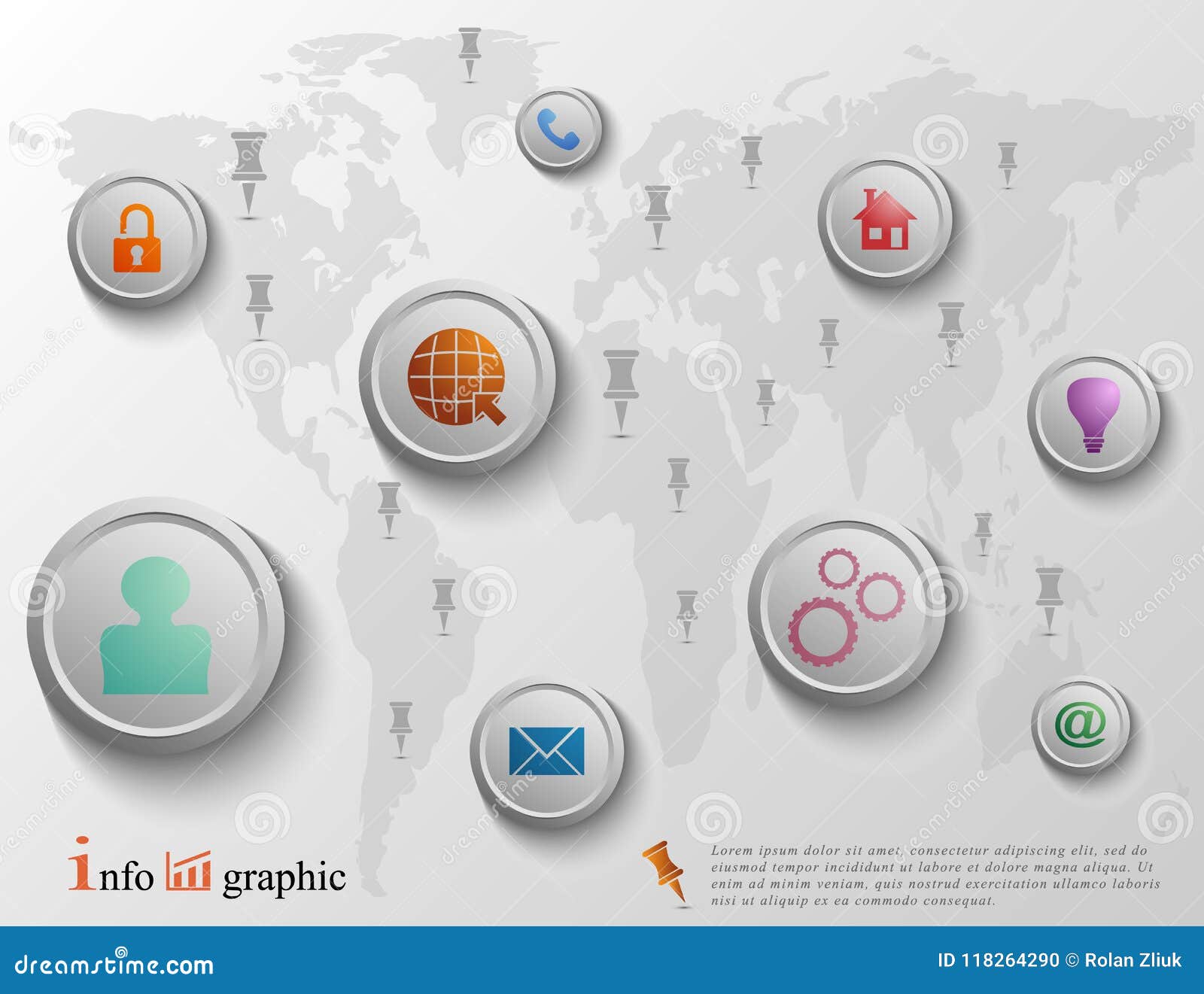 Mondo Della Mappa Con Il Simbolo Differente Illustrazione Vettoriale ...