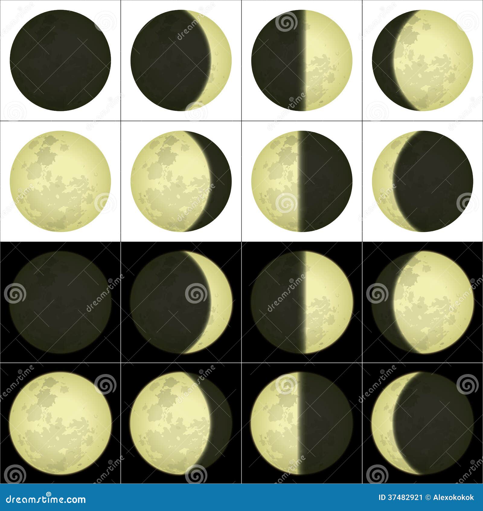 Mondphasen, Satz vektor abbildung. Illustration von kugel - 37482921