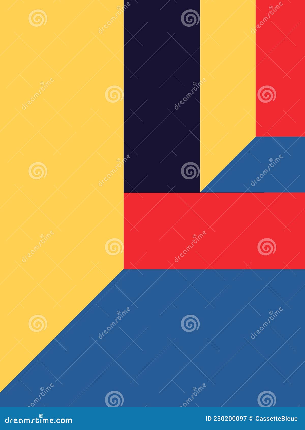 Mondrian Color Style Geometric Structure Pattern in Perspective and 3d ...