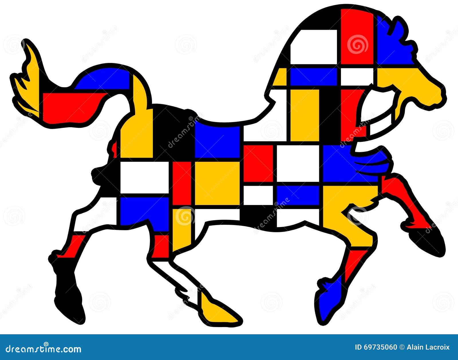 Mondrian horse stock illustration. Illustration of lines - 69735060