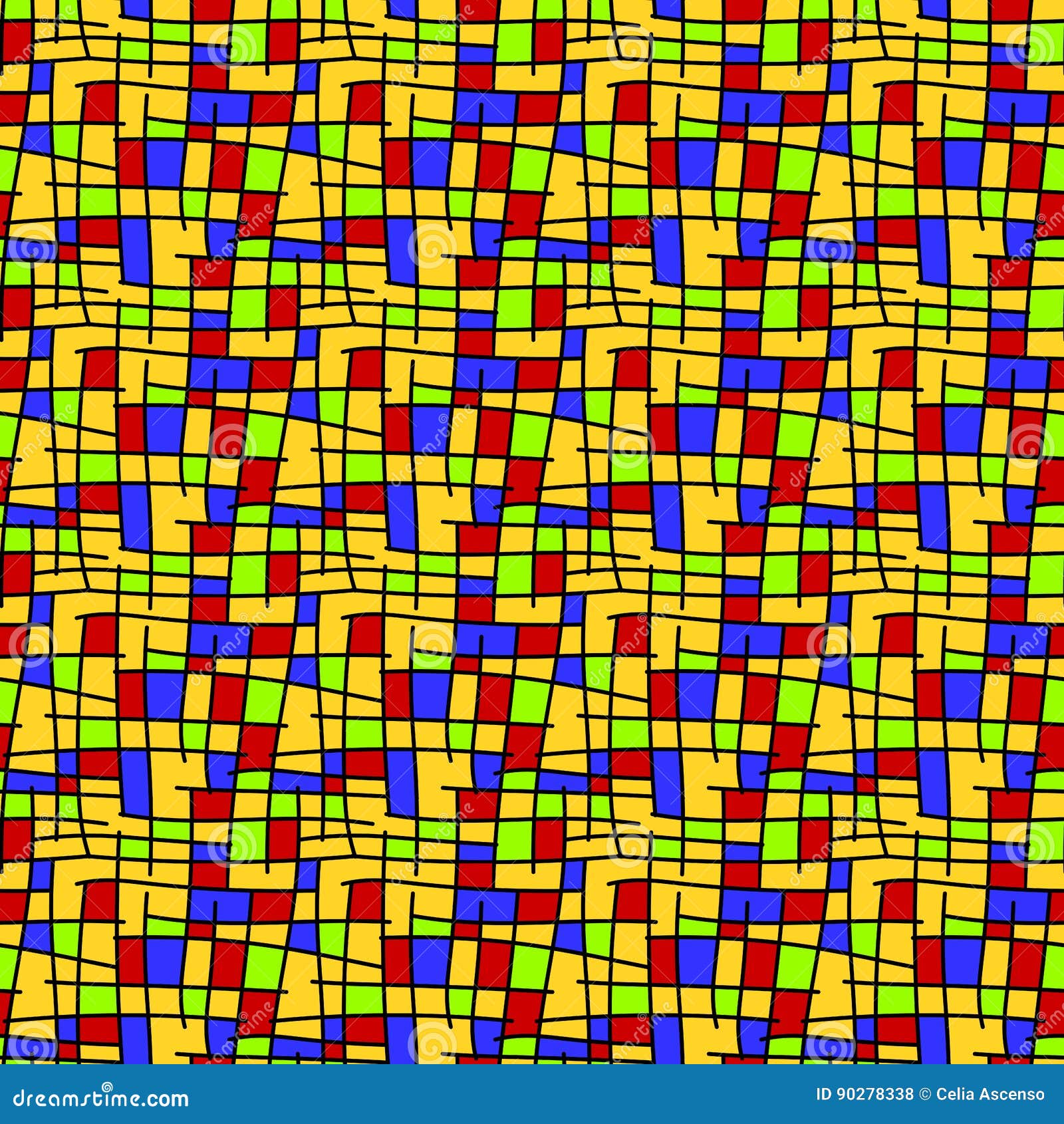 Mondrian Squares Seamless Background Stock Illustration - Illustration ...