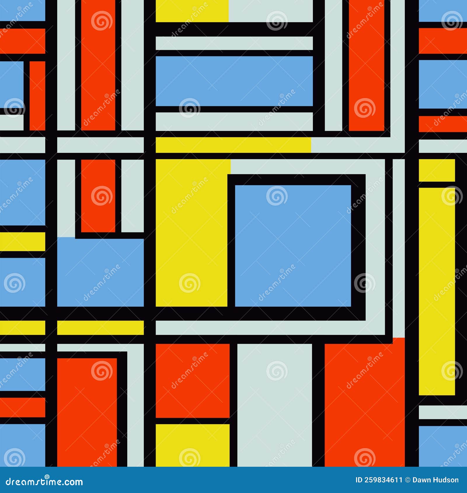 Mondrian Style Geometric Color Composition Stock Vector - Illustration ...