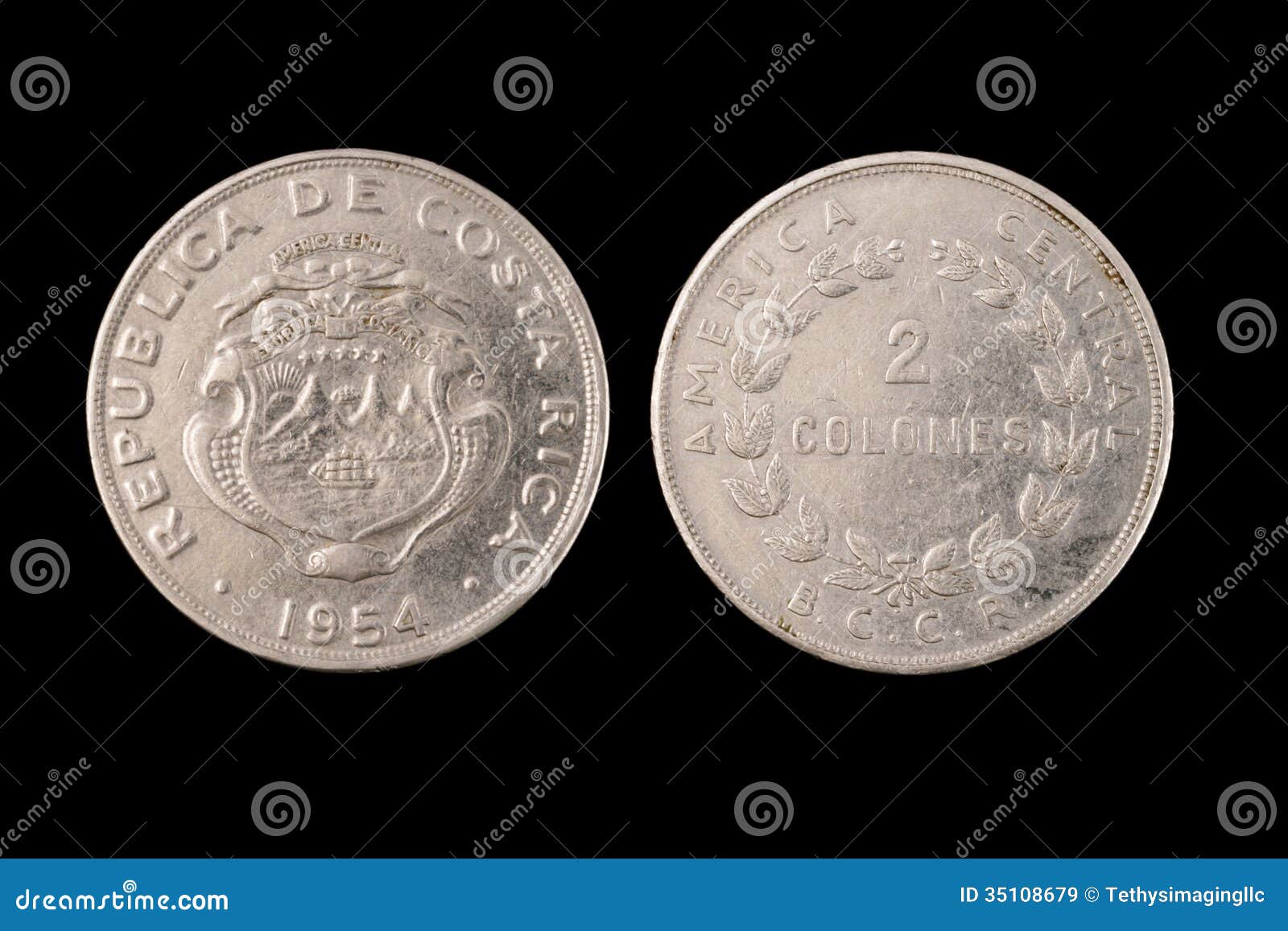 Moneda Aislada De Costa Rica Imagen de archivo - Imagen de flotador ...