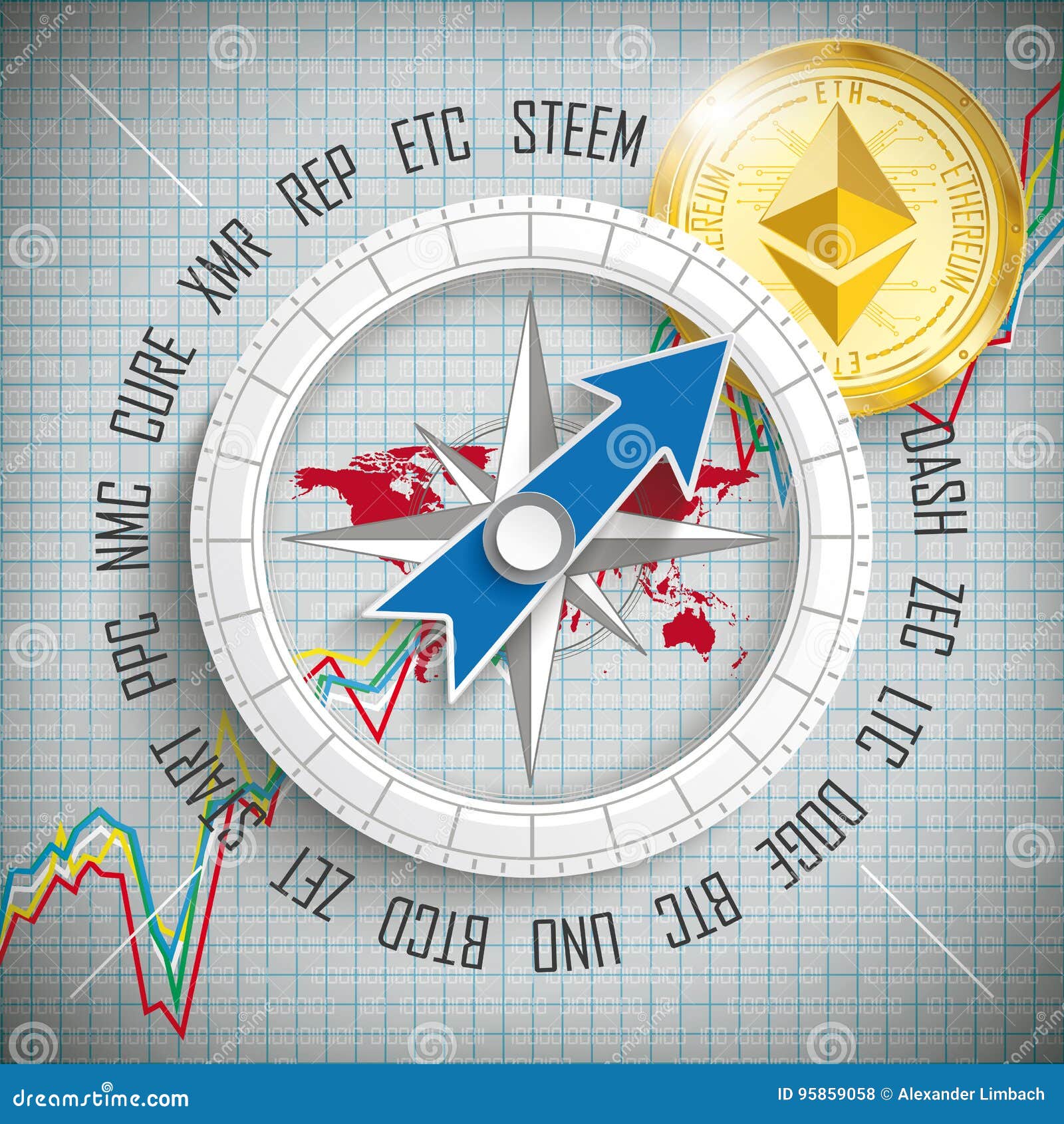 Moneda Crypto De Ethereum Del Compás Foto de archivo editorial ...